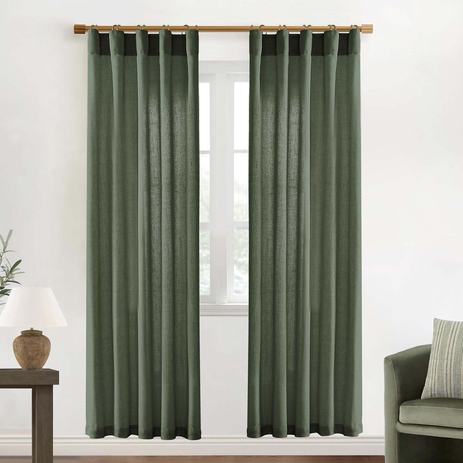 Olive Green Boho Closet Curtains, 80 Inch Length for Bedroom Closet ...