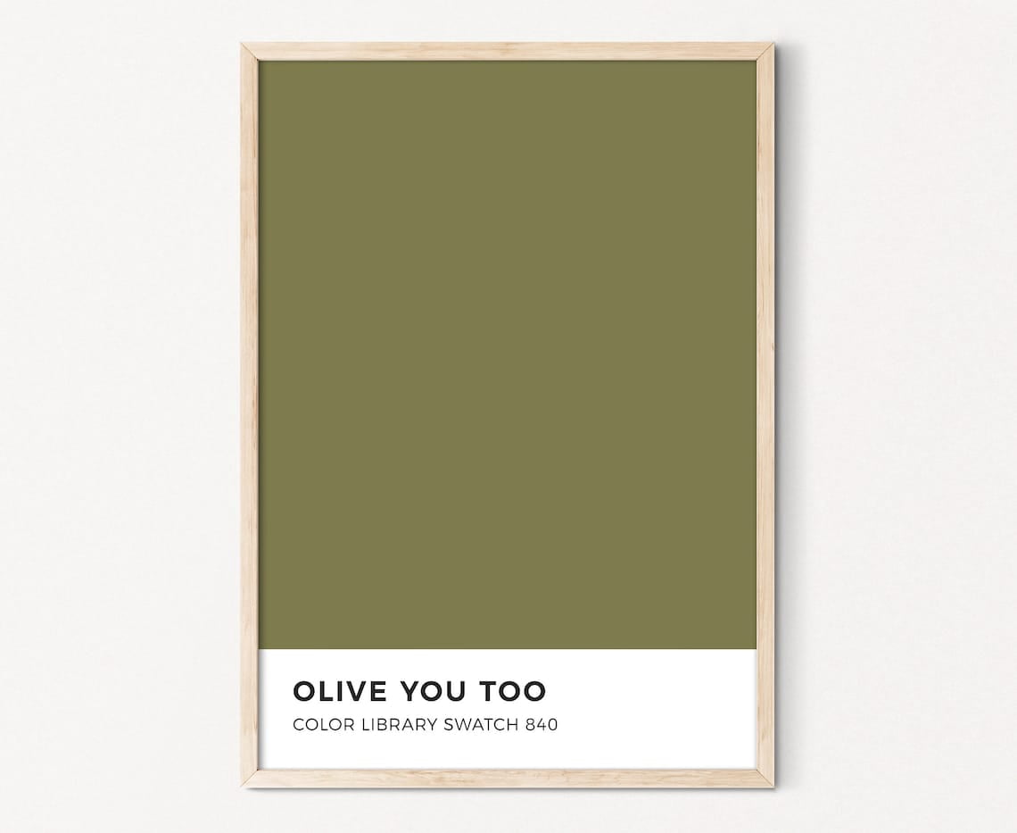 Olive Green Color Swatch Print Olive Green Wall Decor Fall Wall Art ...