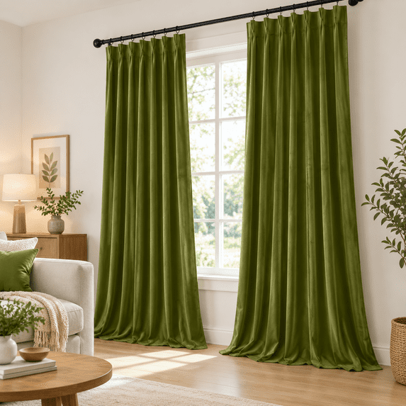 Olive Green Curta90 Inch Pinch Pleated Drapes 2 Panels - Walmart.com