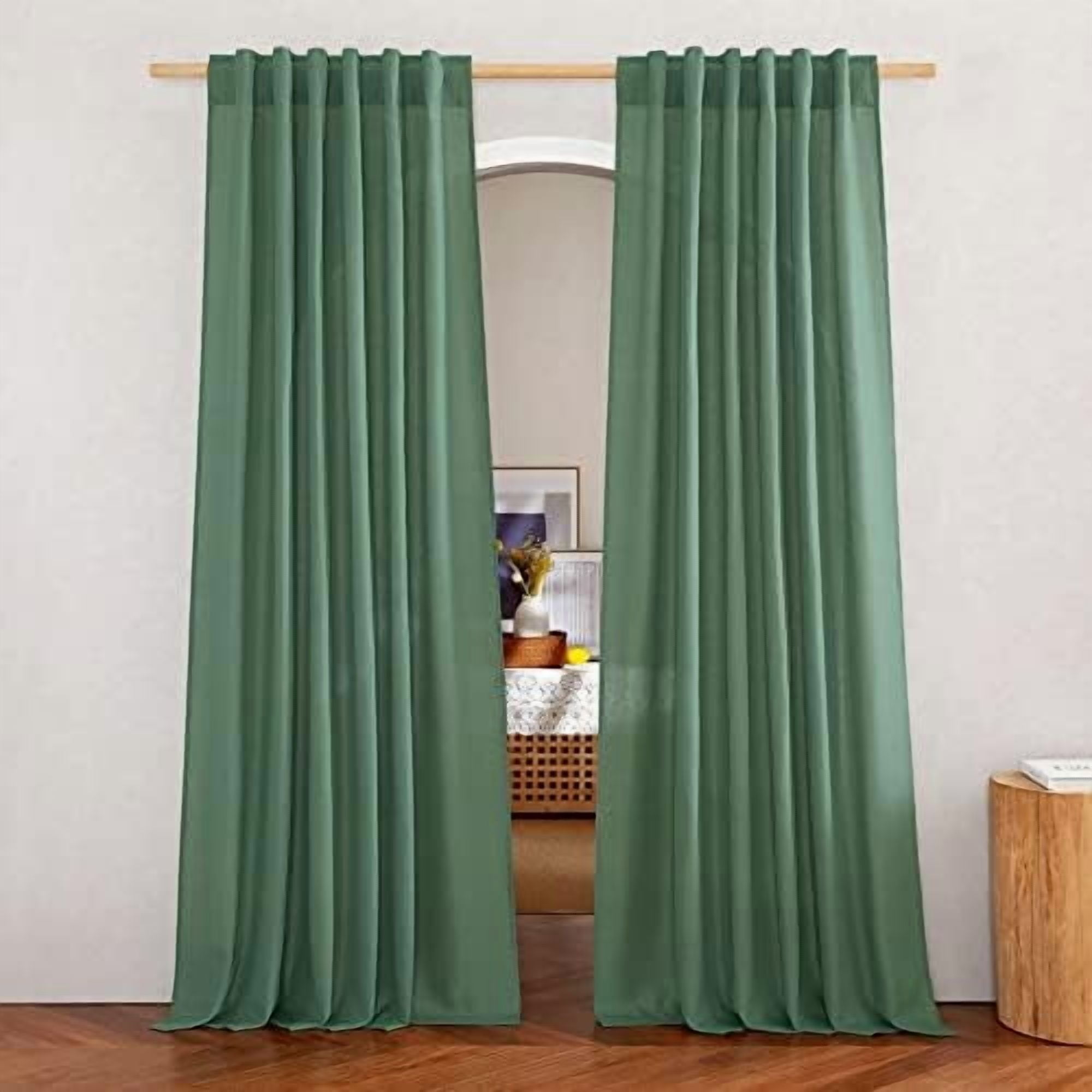 Olive Green Curtains 84 inch Length 2 Panels, Rod Pocket & Back Tab ...