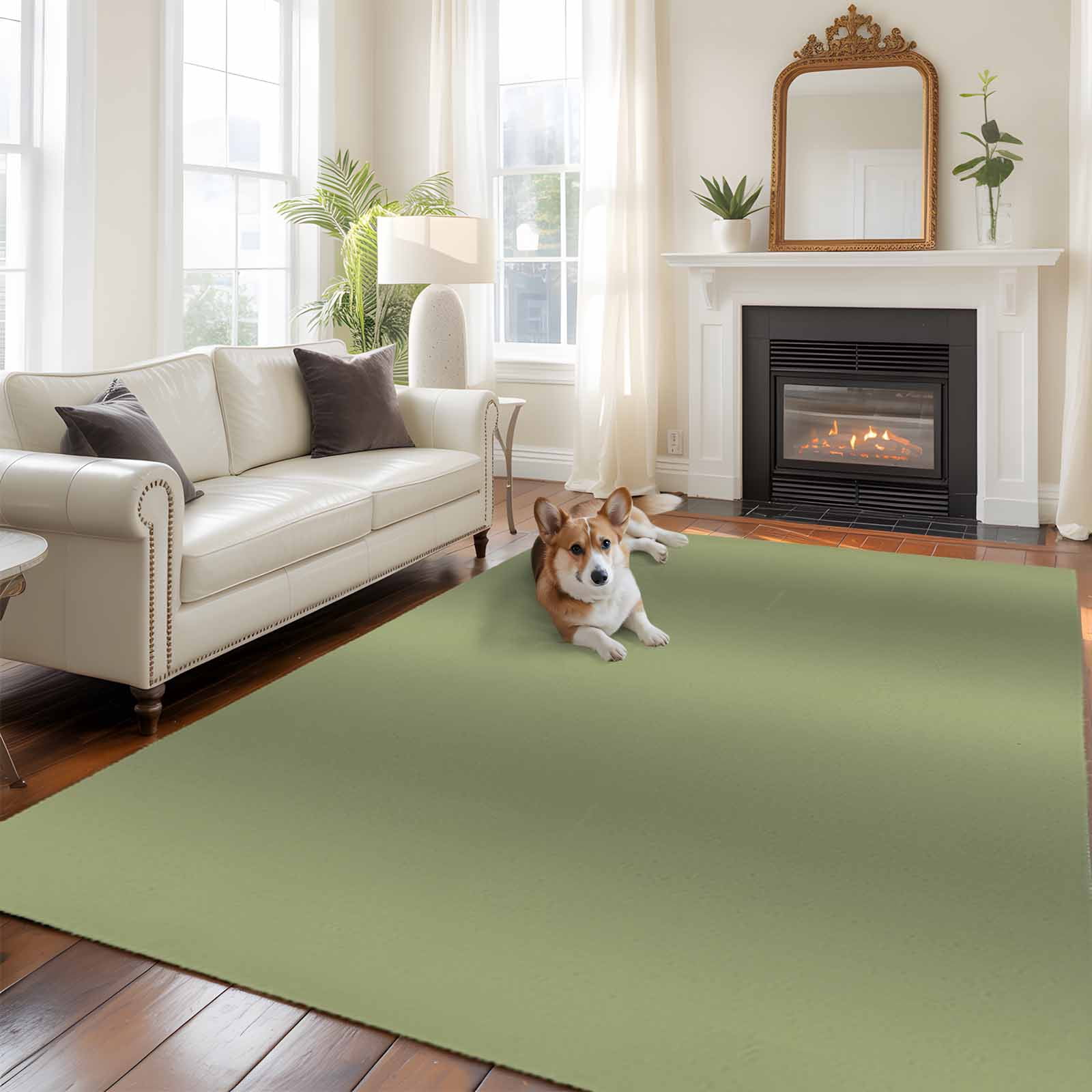 Olive Green Gradient Washable Area Rug 5x8 Abstract Rustic Sage Green ...