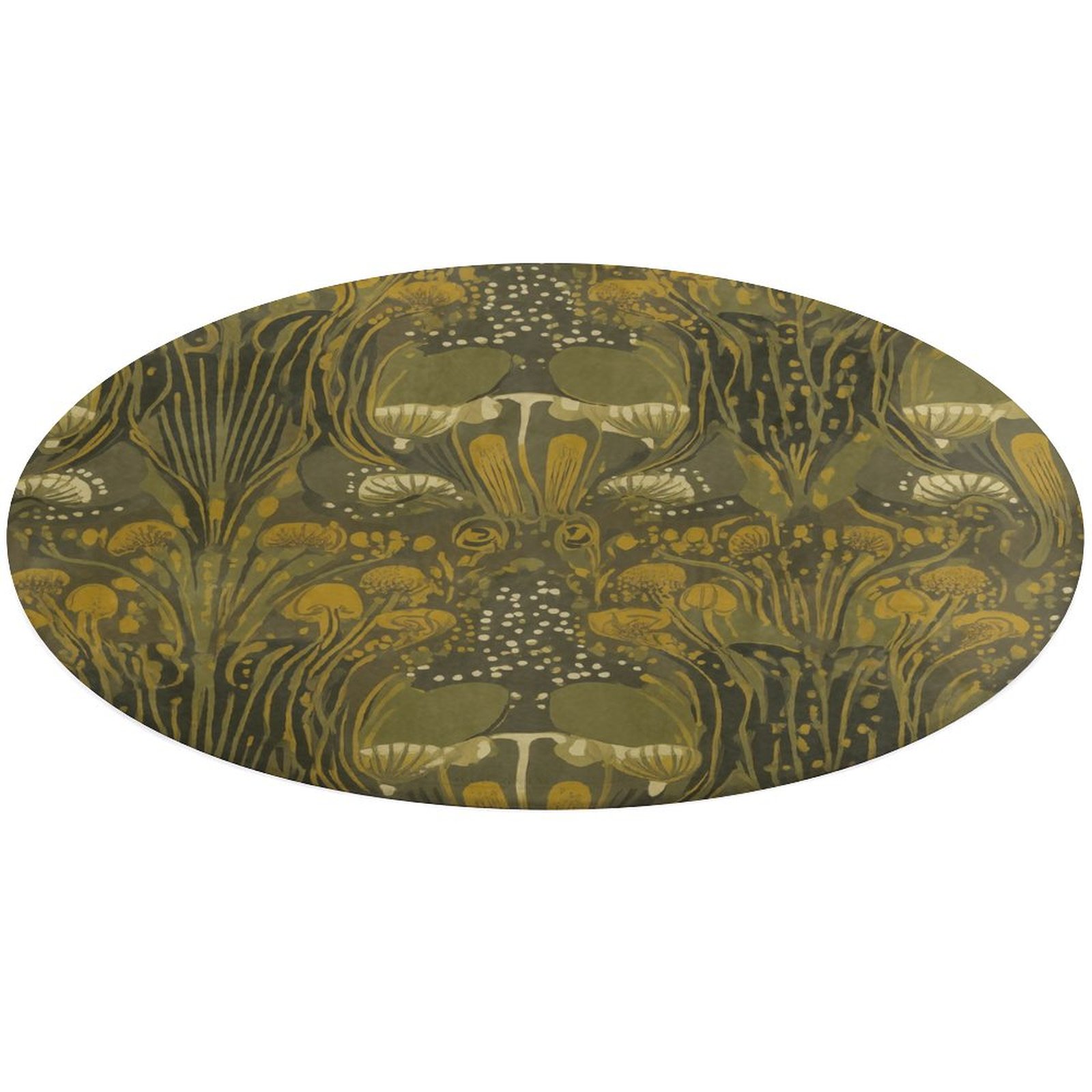 Olive Green Mushroom Forest Pattern Design Round Carpet Living Room ...