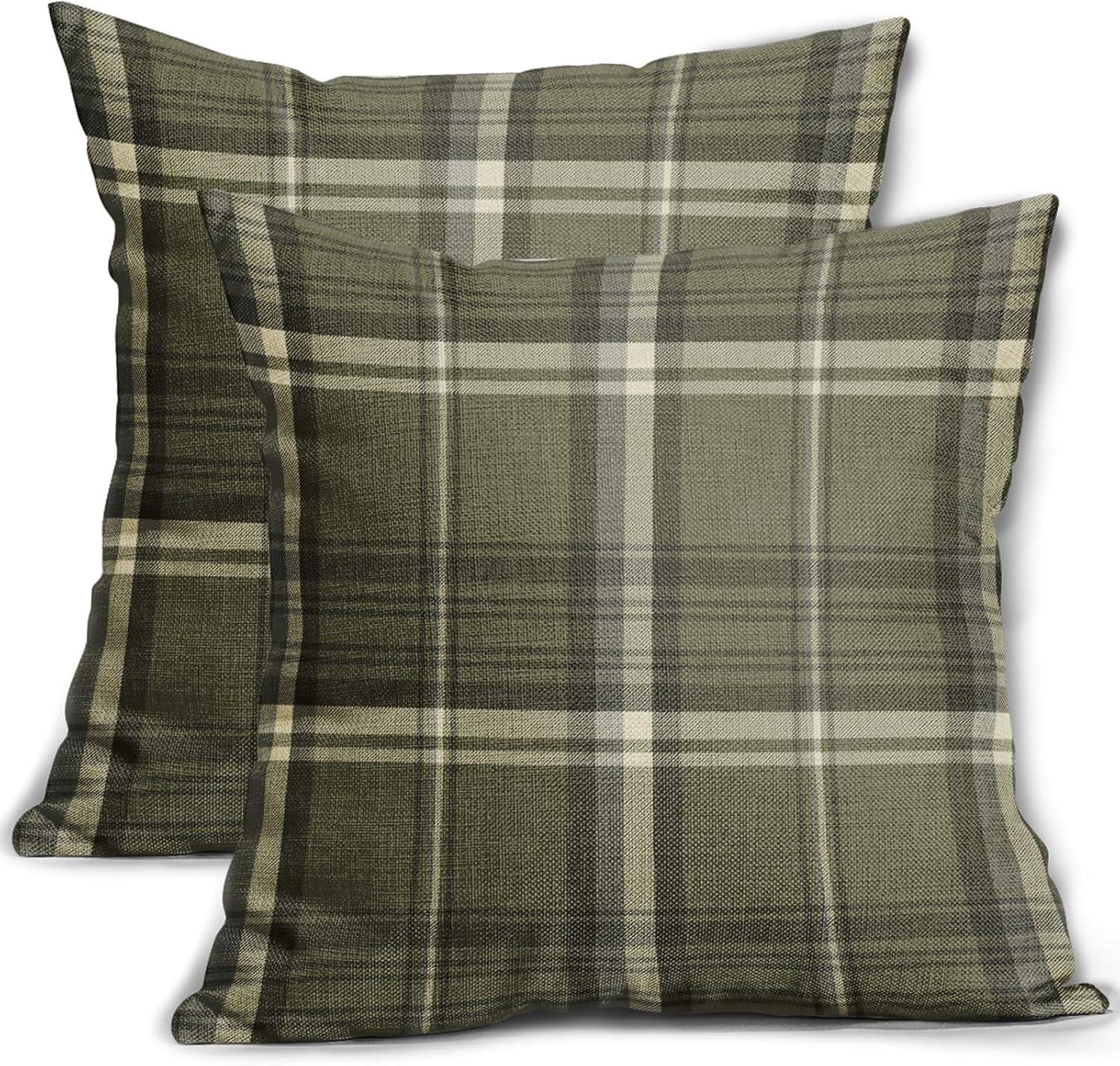 Olive Green Spring Plaid Pillow Covers 20x20 Set of 2 Buffalo Tartan ...