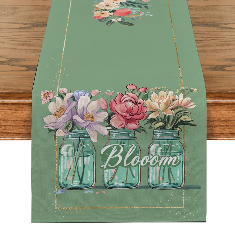 Olive Green Table Runner Wedding Glass Bottle Runners for Dining Table ...