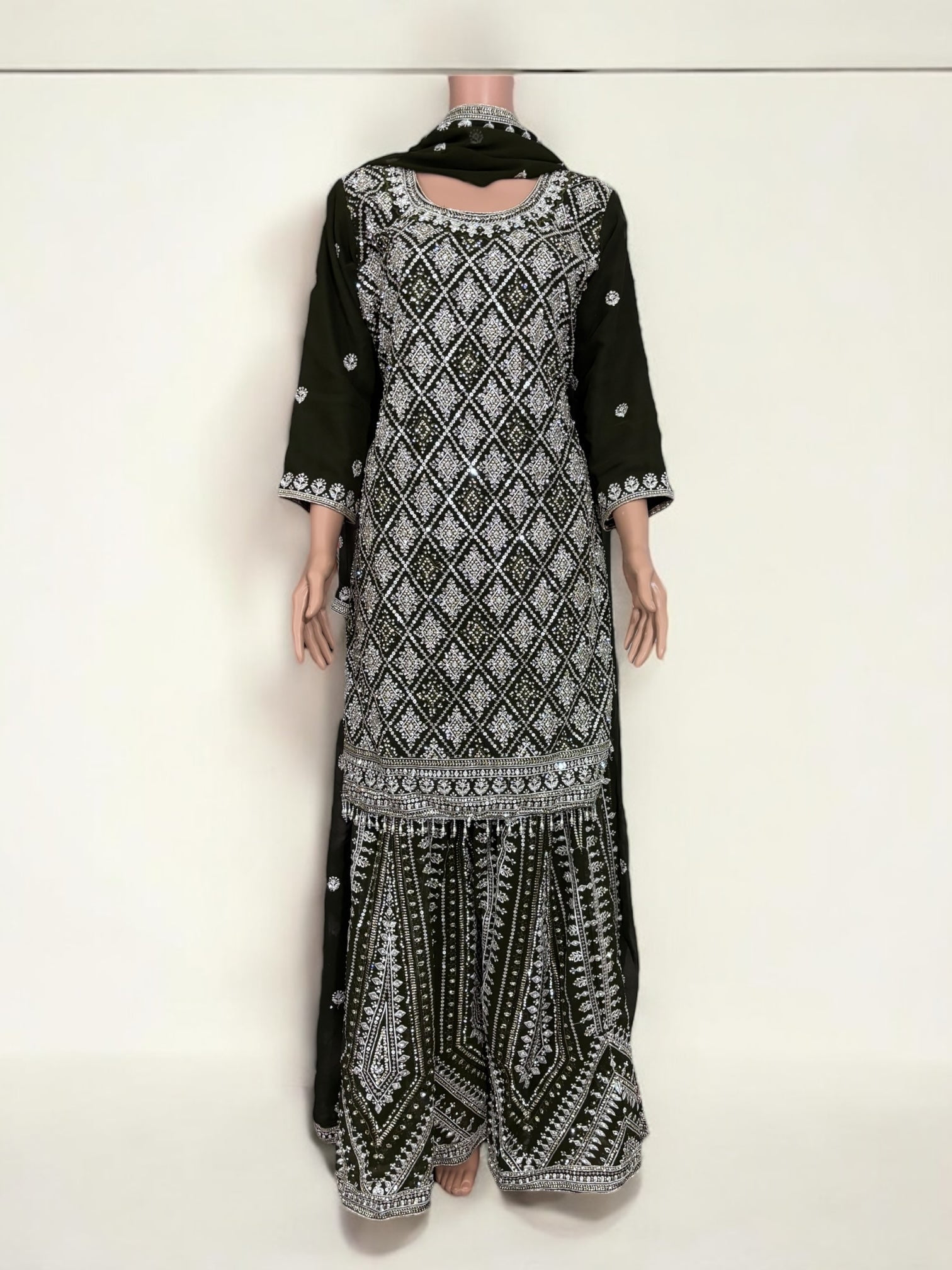 Olive Green, Traditional Designer Salwar Kameez Suit, Cultural Wear for ...