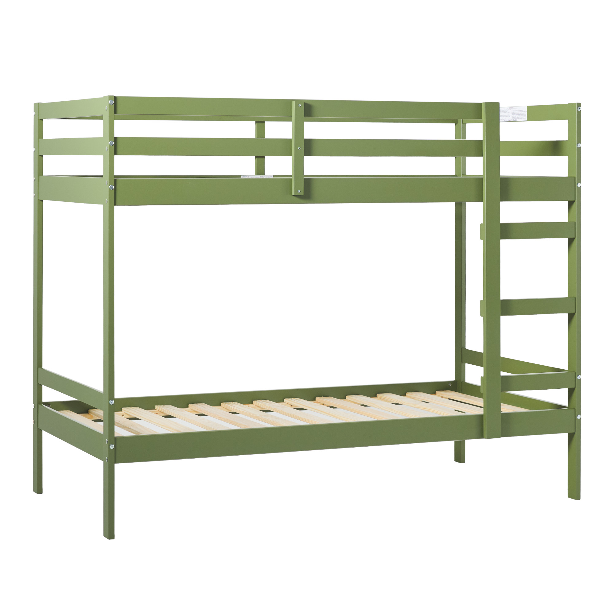 Olive Green Twin Over Twin Bunk Bed Solid Wood, Modern Simple Design ...