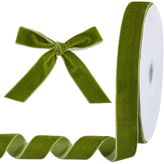 Olive Green Velvet Ribbon 1 Inch x 25 Yards Classic Rustic Style ...