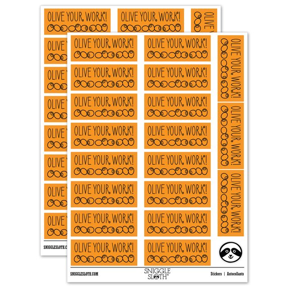 Olive I Love Your Work Teacher Student School Sticker Set - Orange ...