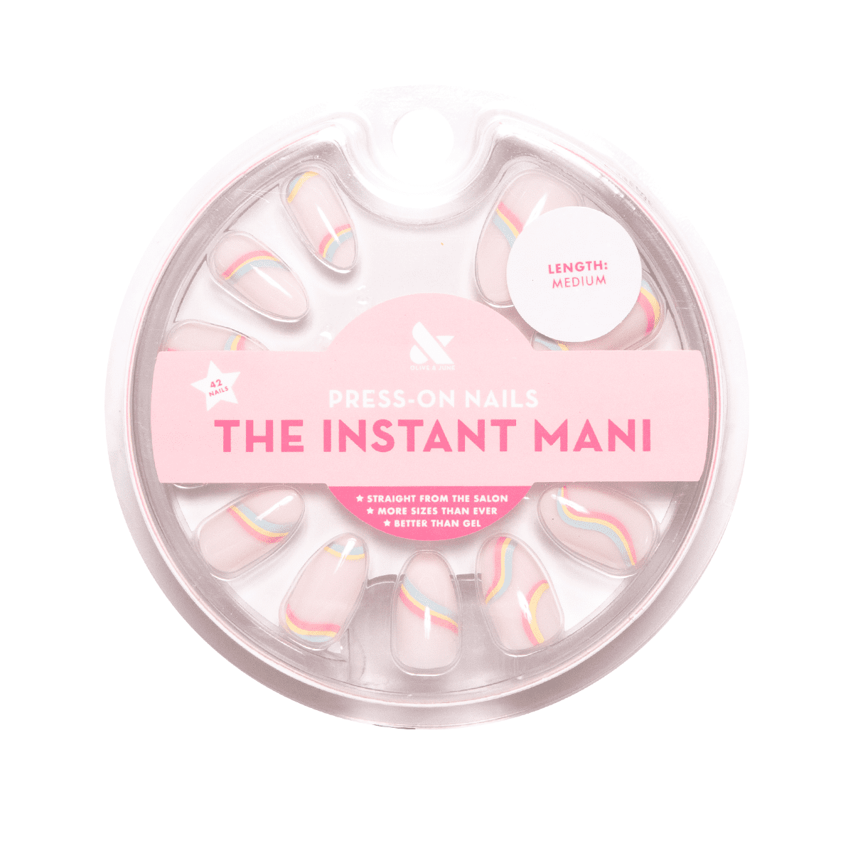 Olive & June Instant Mani Almond Medium Press-On Nails, Multi-color ...