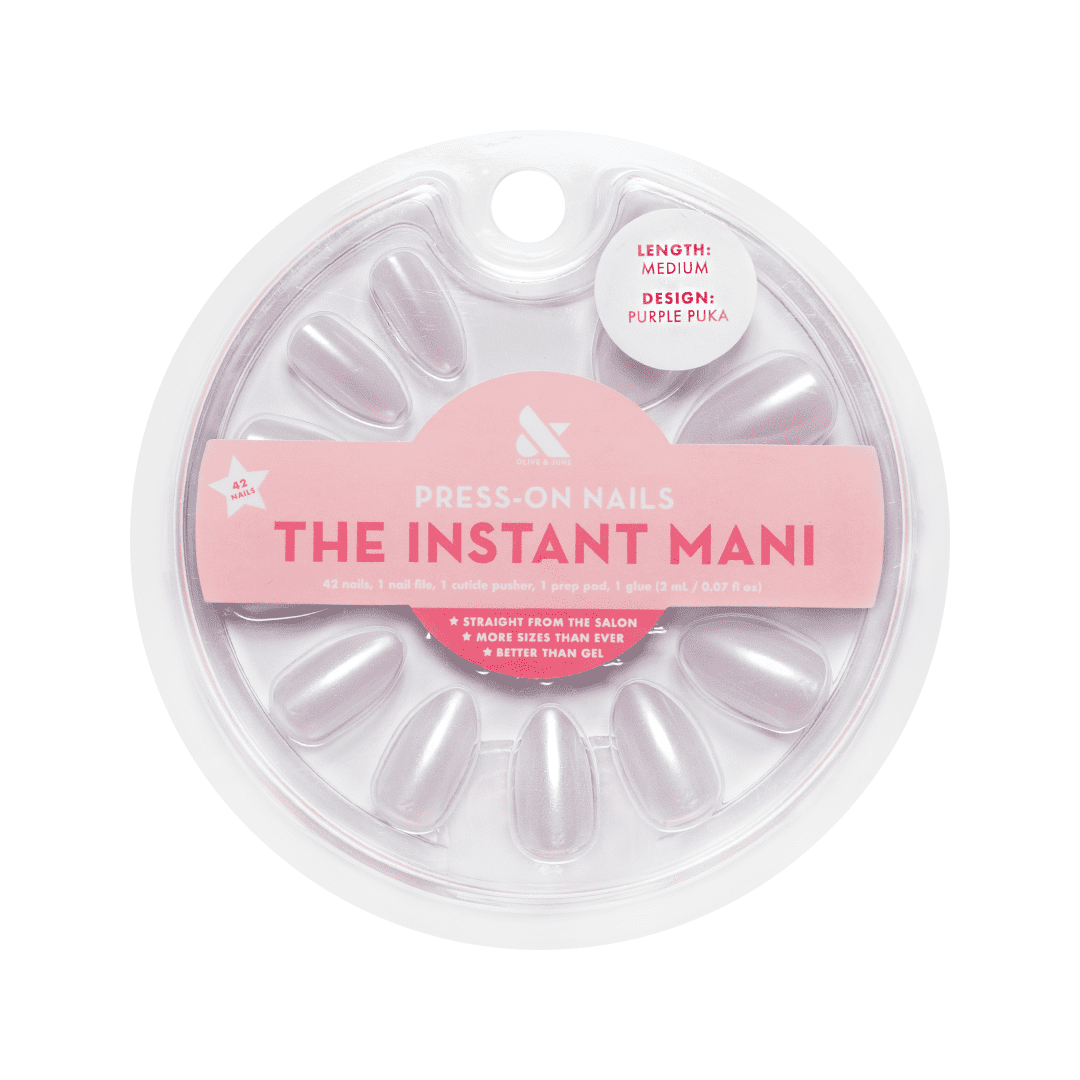 Olive & June Instant Mani Almond Medium Press-On Nails, Purple Puka, 42 ...