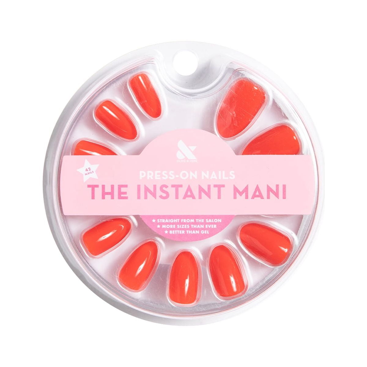 Olive & June Instant Mani Almond Medium Press-On Nails, Red, Lava, 42 ...