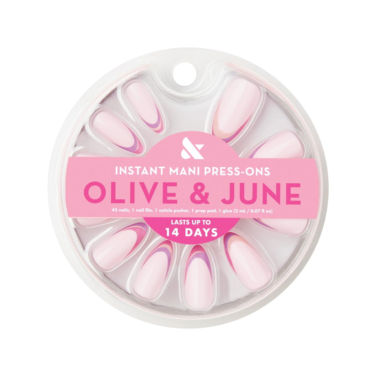 Olive & June Press-on Nails Mani - Almond Double French Twist - Long ...