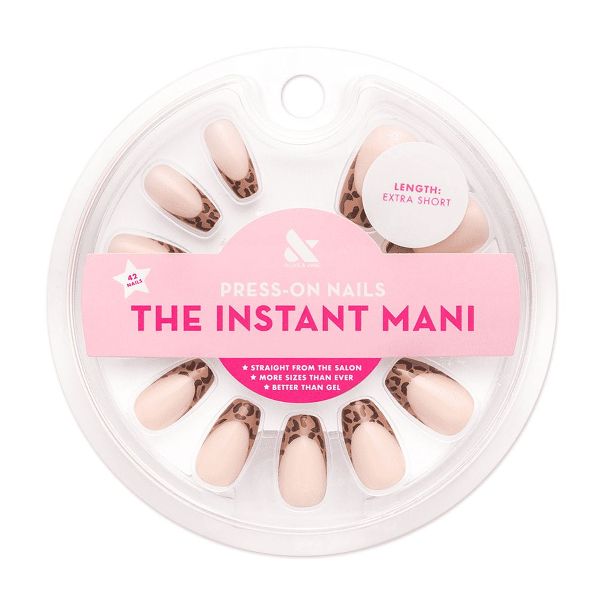 Olive & June Instant Mani Medium Coffin Press-on Nails, Classic Cheetah ...