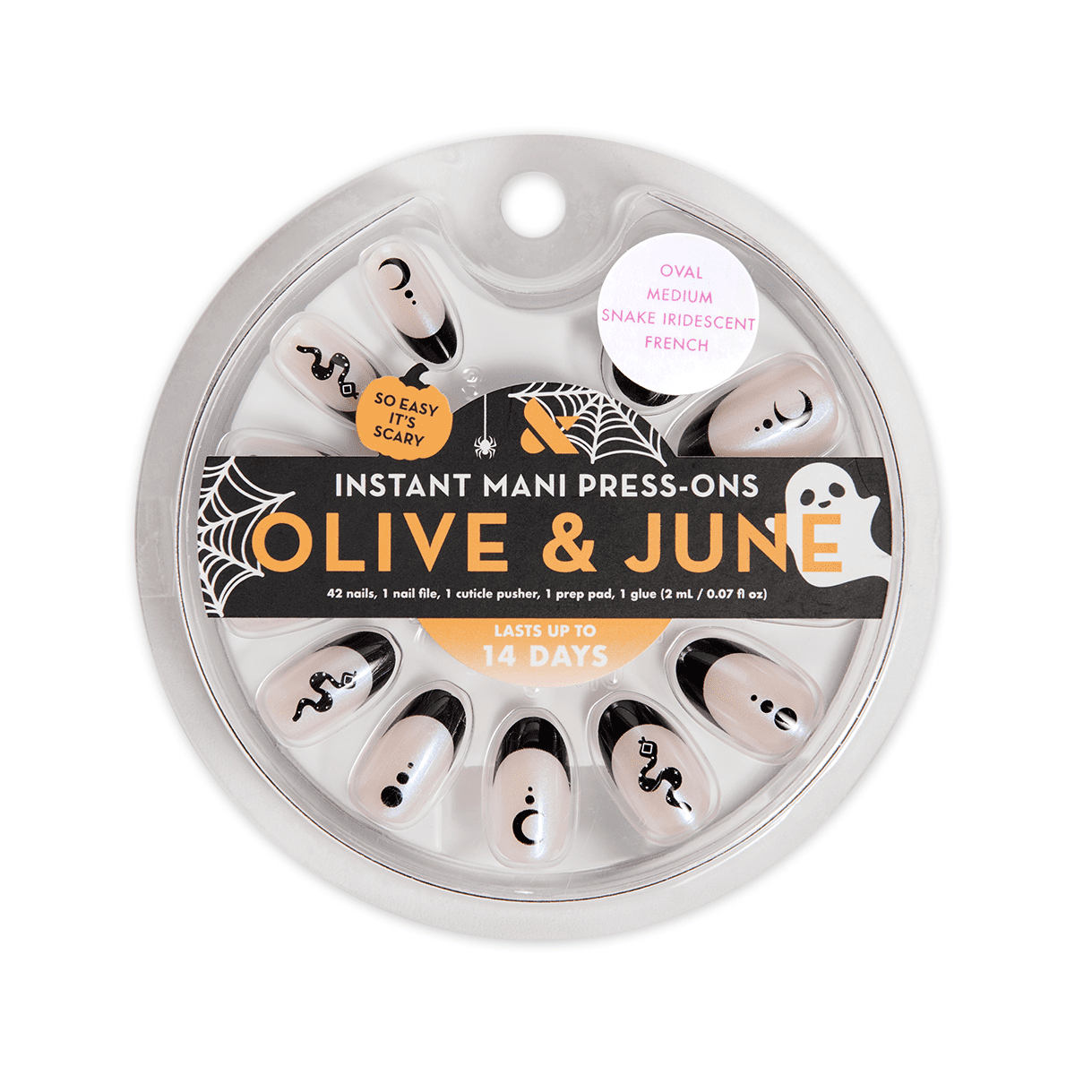 Olive & June Instant Mani Medium Oval Press-on Nails, Snake Iridescent ...