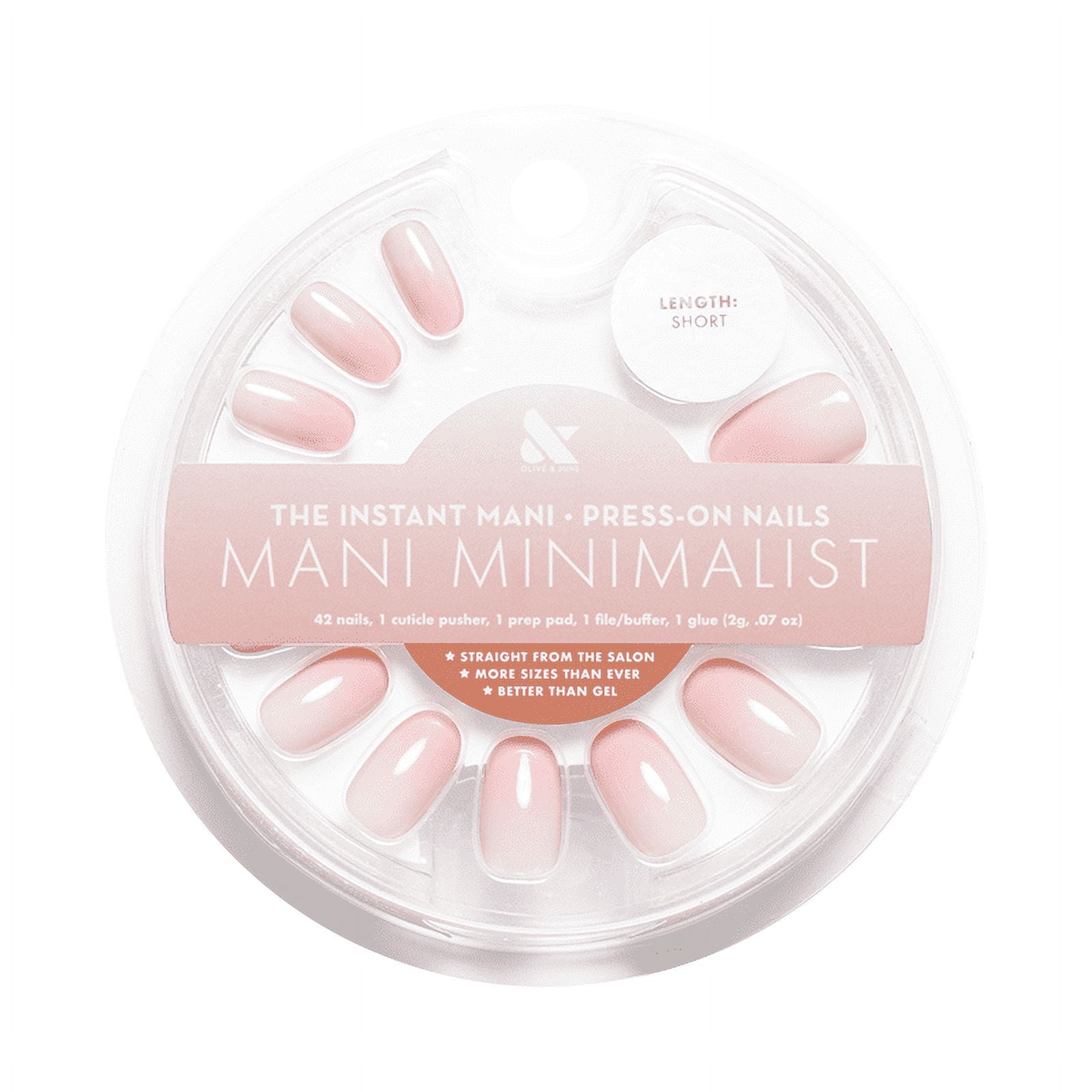 Olive & June Instant Mani Minimalist Round Short Press-On Nails, Rose ...