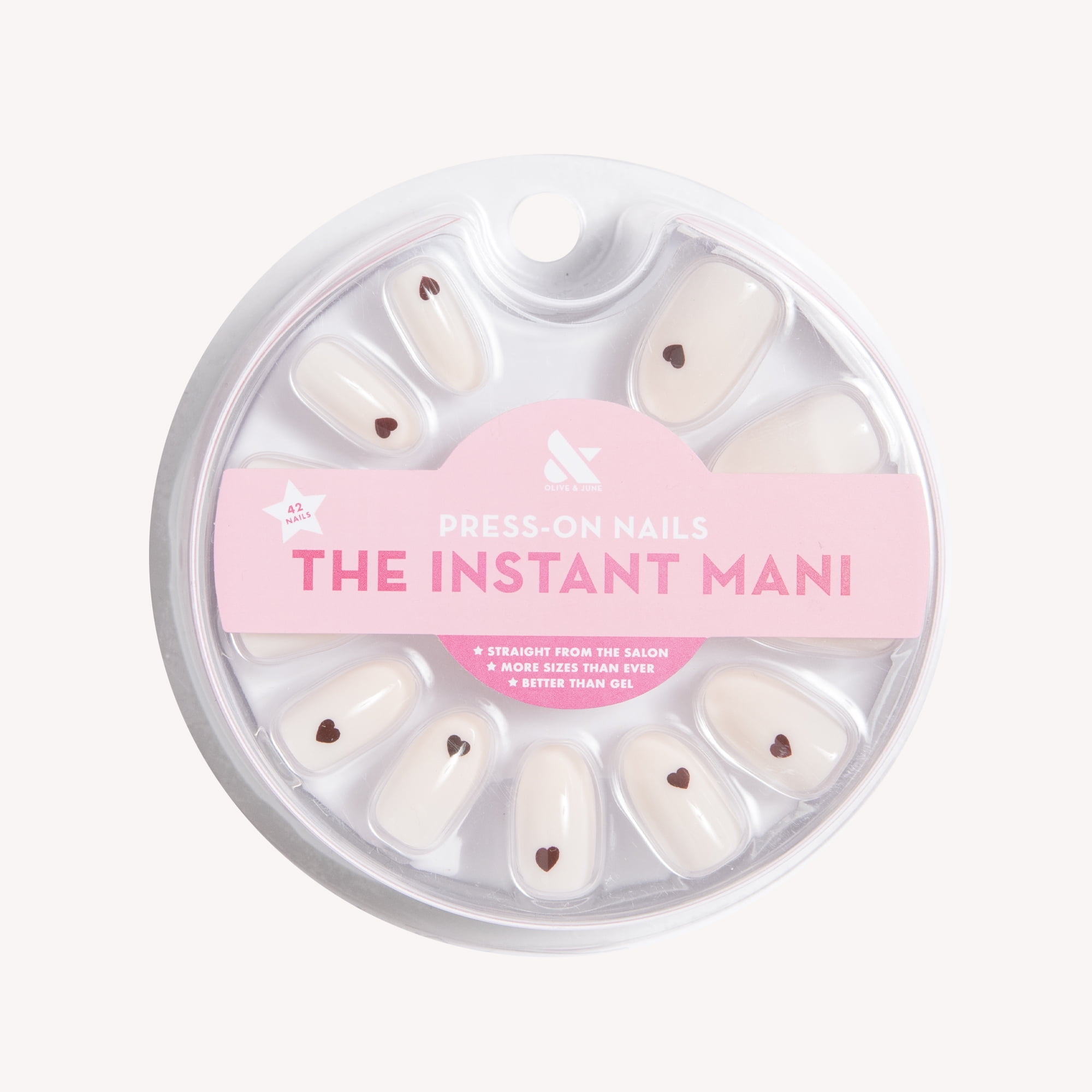 Olive & June Instant Mani Oval Medium Press-On Nails, White, Vampy ...