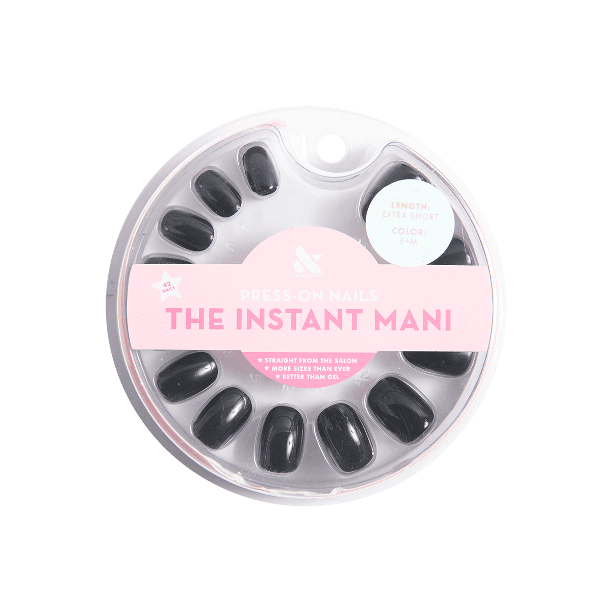 Olive & June Instant Mani Extra Short Round Press-on Nails, Black, E+M ...