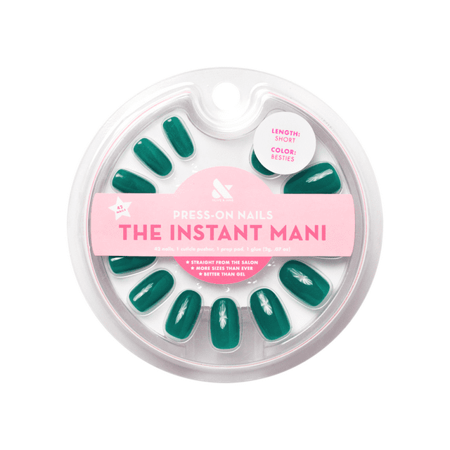 Olive & June Instant Mani Round Short Press-On Nails, Green, Besties ...