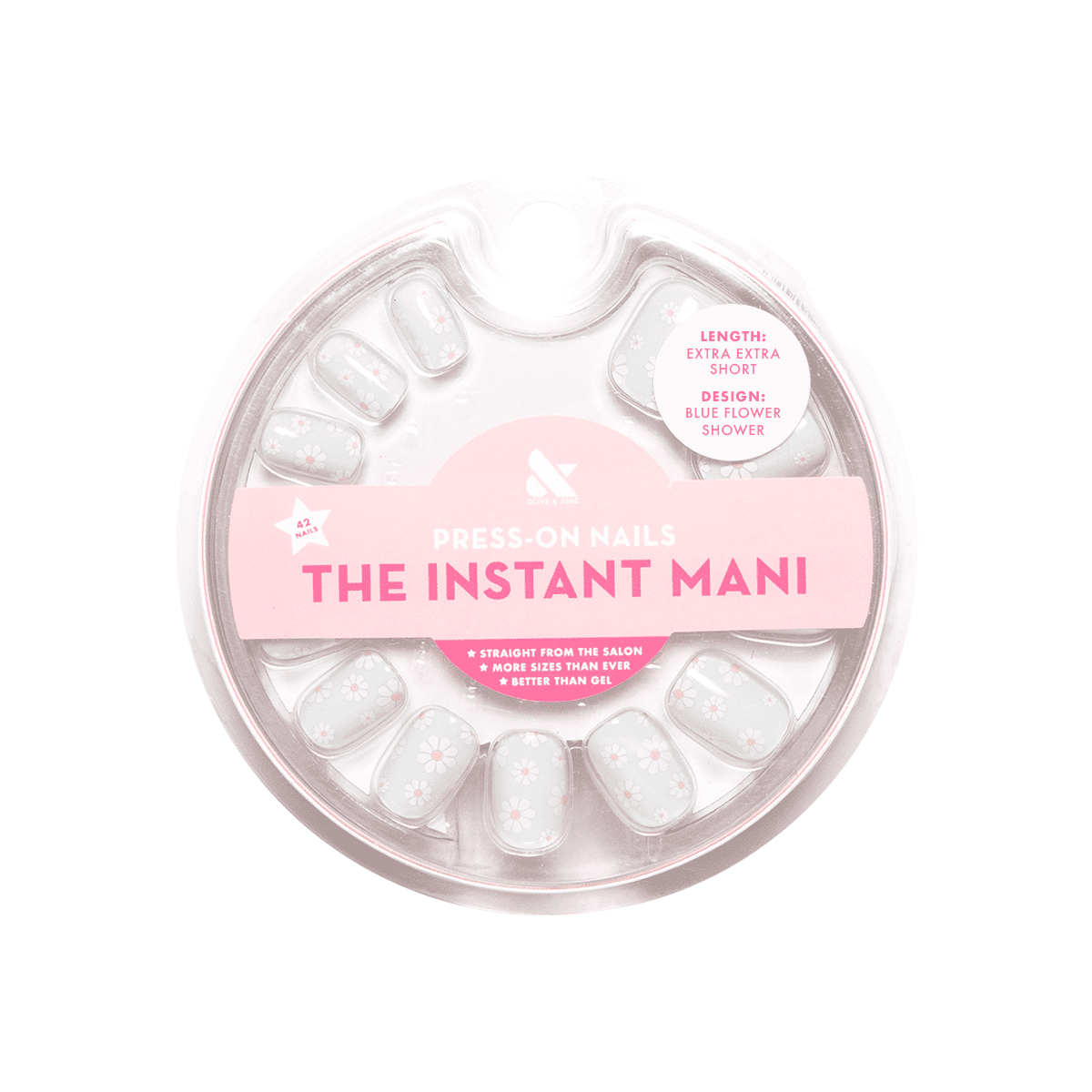 Olive & June Instant Mani Squoval Extra Short Press-On Nails, Blue ...