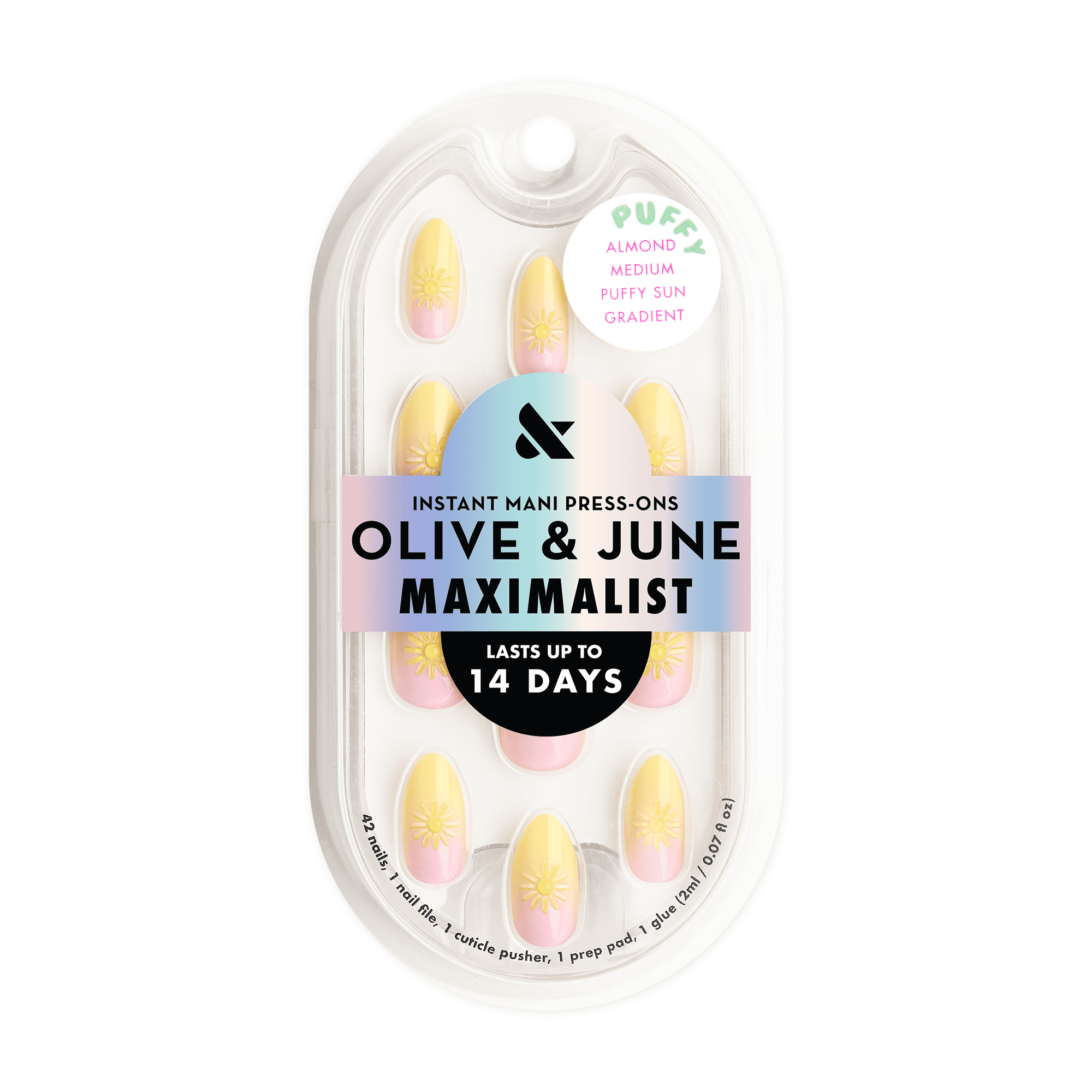 Olive & June Maximalist Press-On Nails, Puffy Sun Gradient, Almond ...