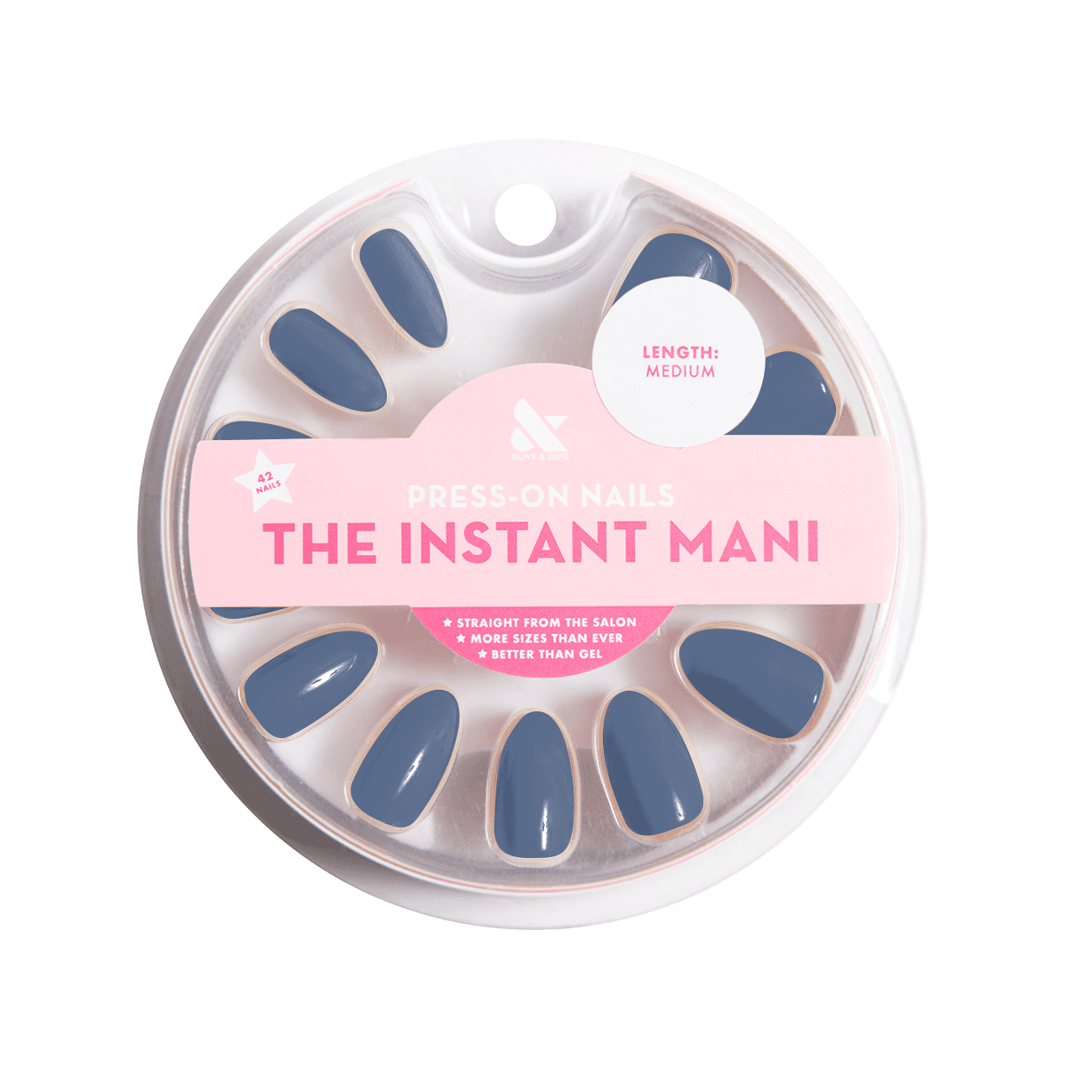 Olive & June Press-on Artificial Nails, Almond Medium, Social Studies, Blue, 42 Ct - Walmart.com