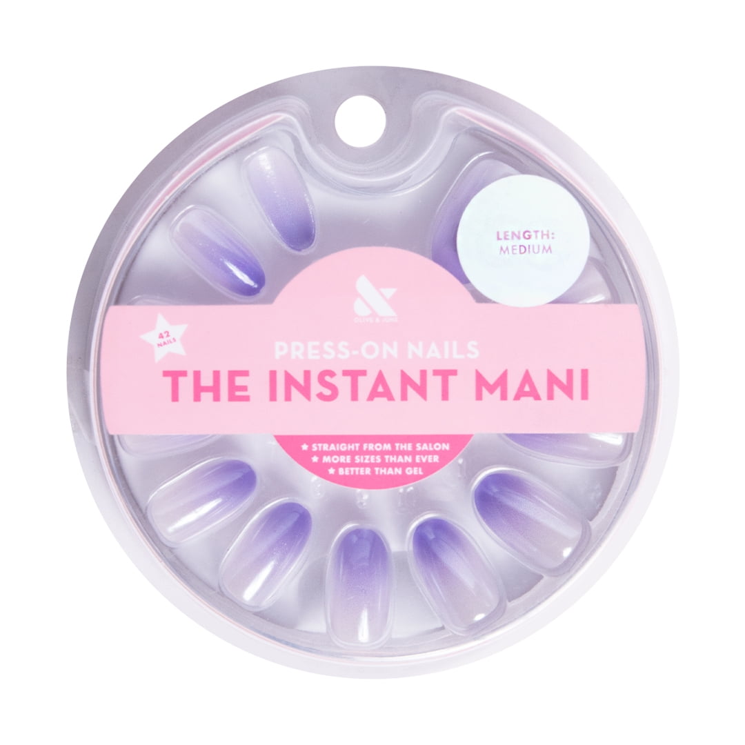 Olive & June Press-on Artificial Nails, Oval Medium, Purple Chrome ...