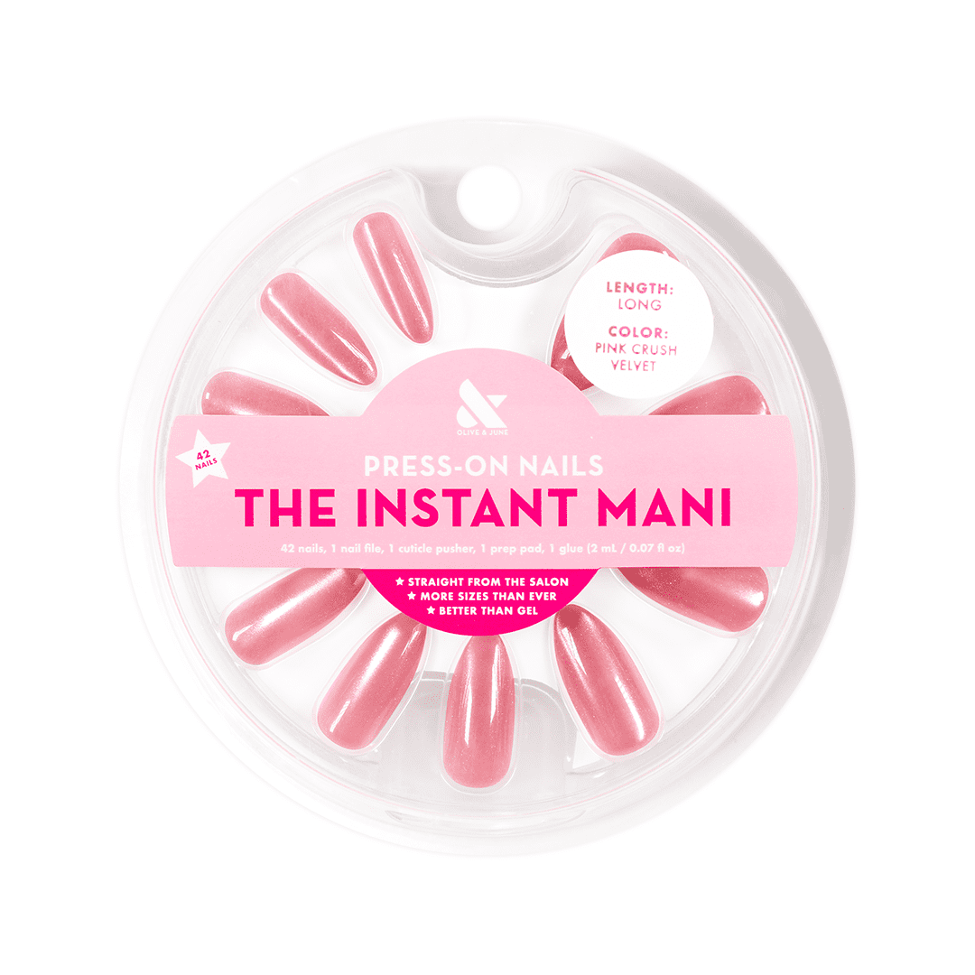 Olive & June Press-on Nails Mani - Almond Pink Crush Velvet - Long ...