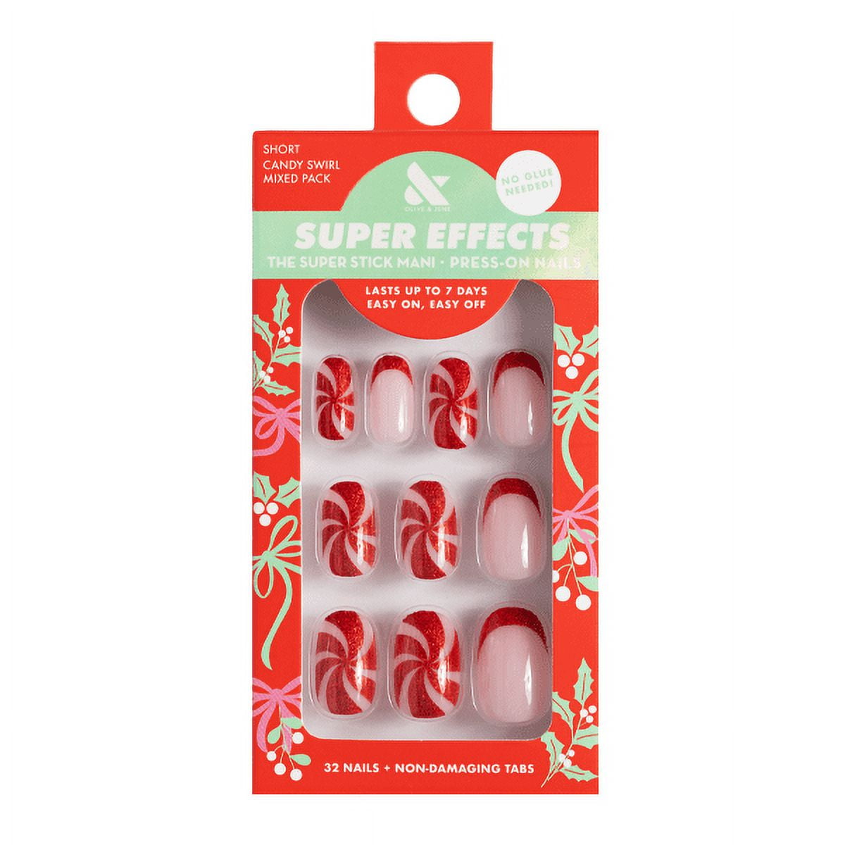 Olive & June Super Stick Effects XS Round Candy Cane French - Walmart.com