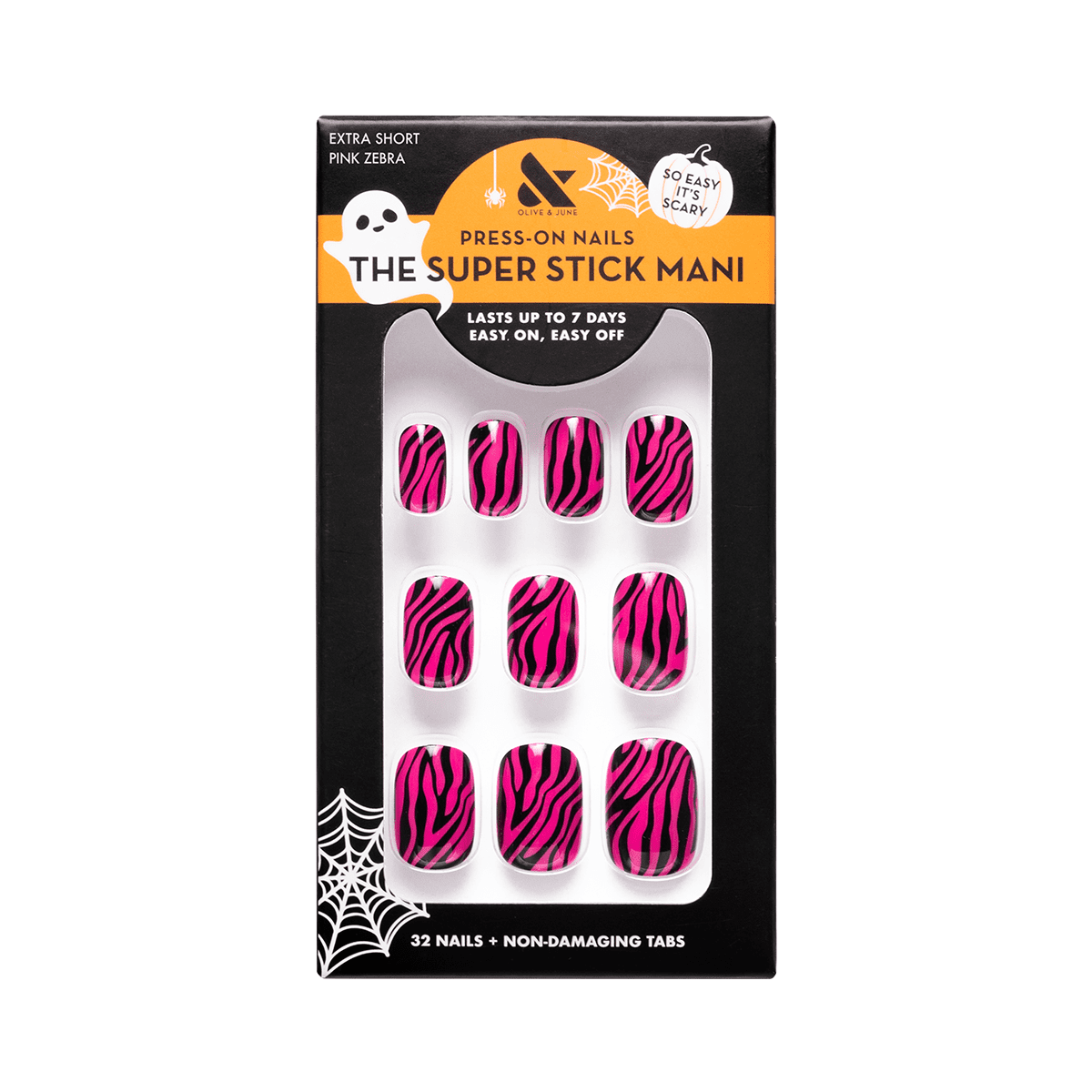 Olive & June Super Stick Mani Extra Short Squoval Press-On Tabs, Pink ...