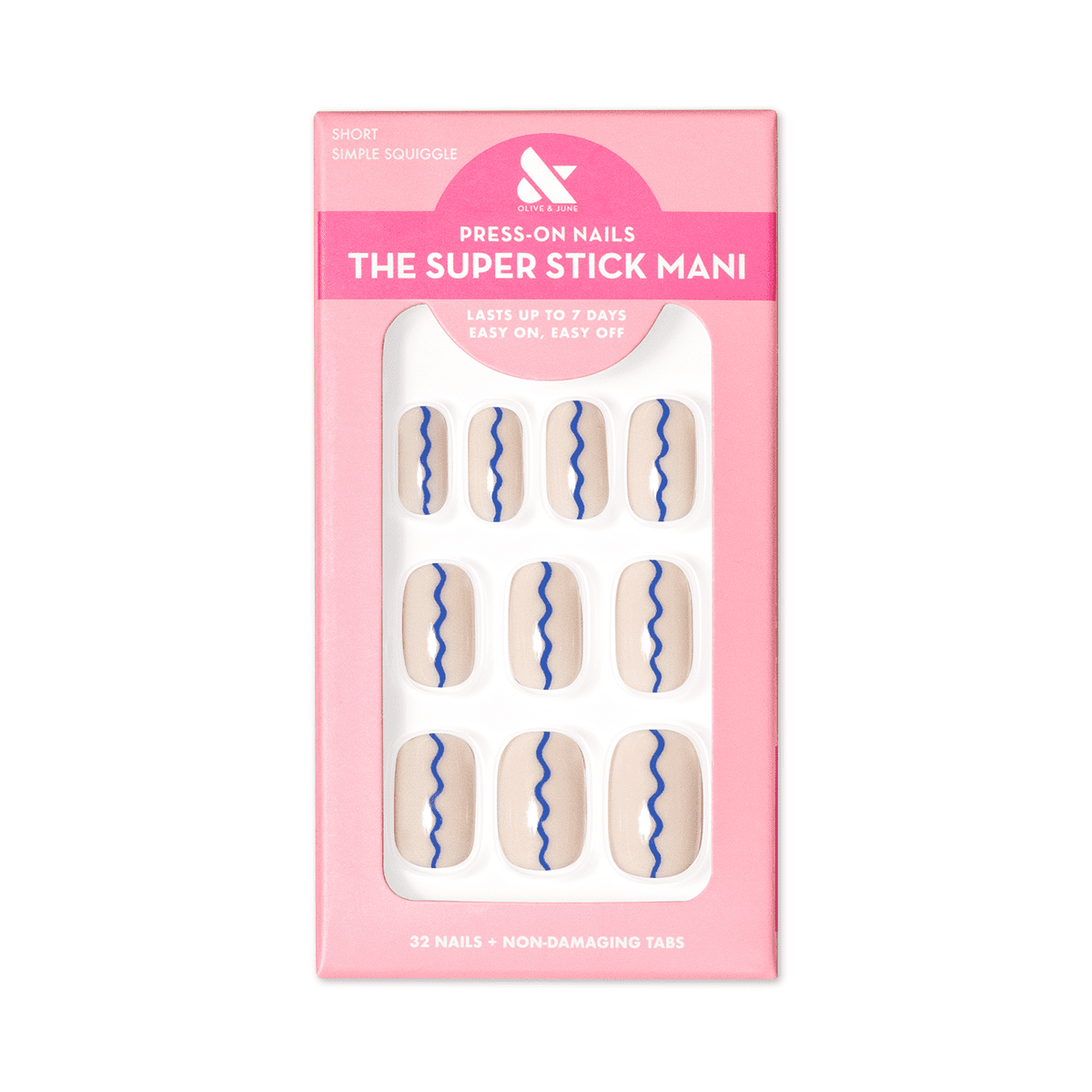 Olive & June Super Stick Mani Squoval Short Press-On Tabs, Simple ...