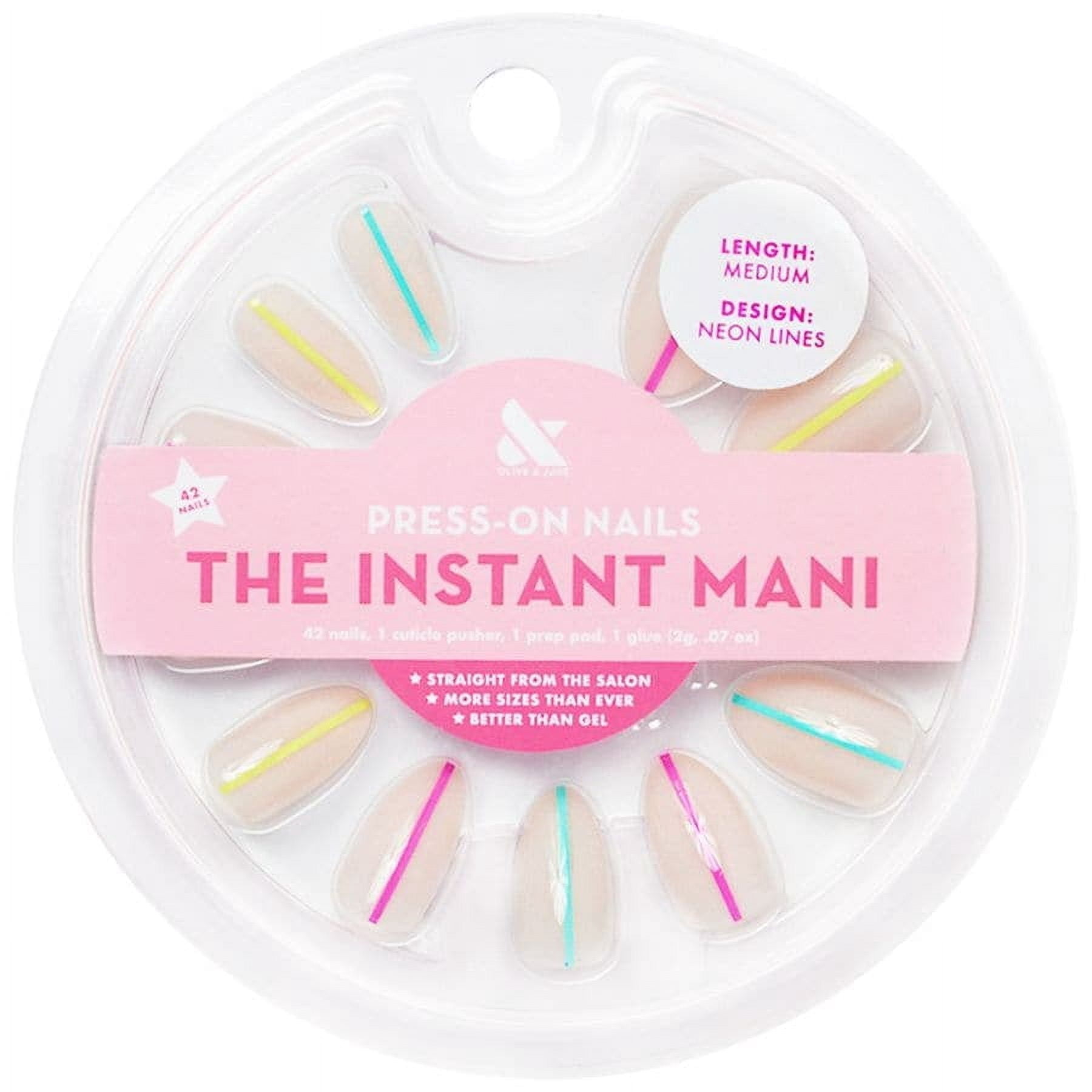 Olive & June The Instant Mani Press-On Nails Neon Lines, Almond Medium ...