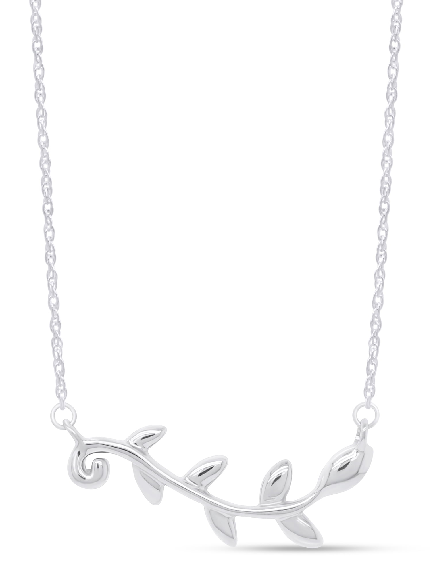 AFFY Olive Leaf Vine Petite Dainty Womens Pendant Necklace In 14k White ...