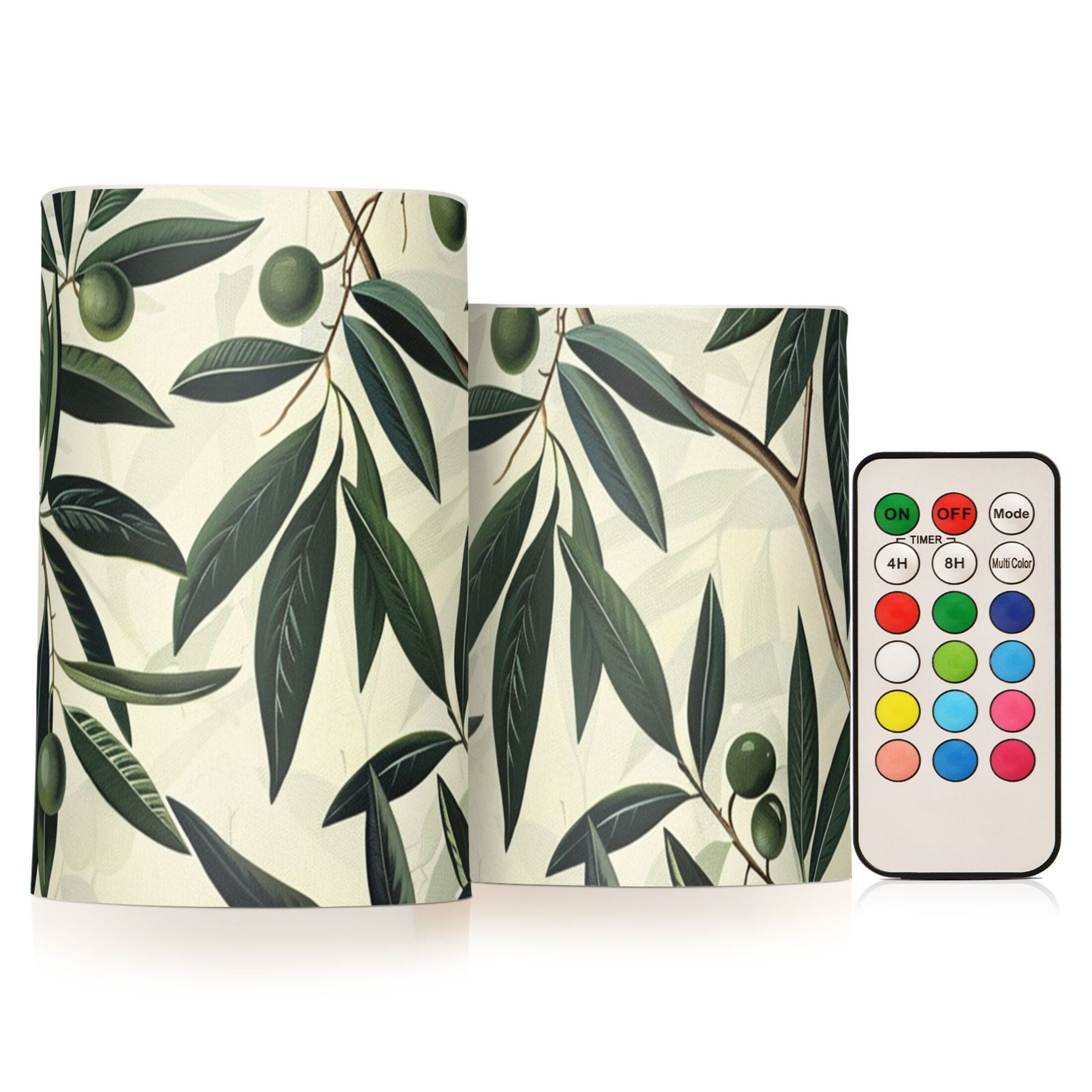 Olive Leaves and Branches Flickering Flameless Candles LED Tealight ...