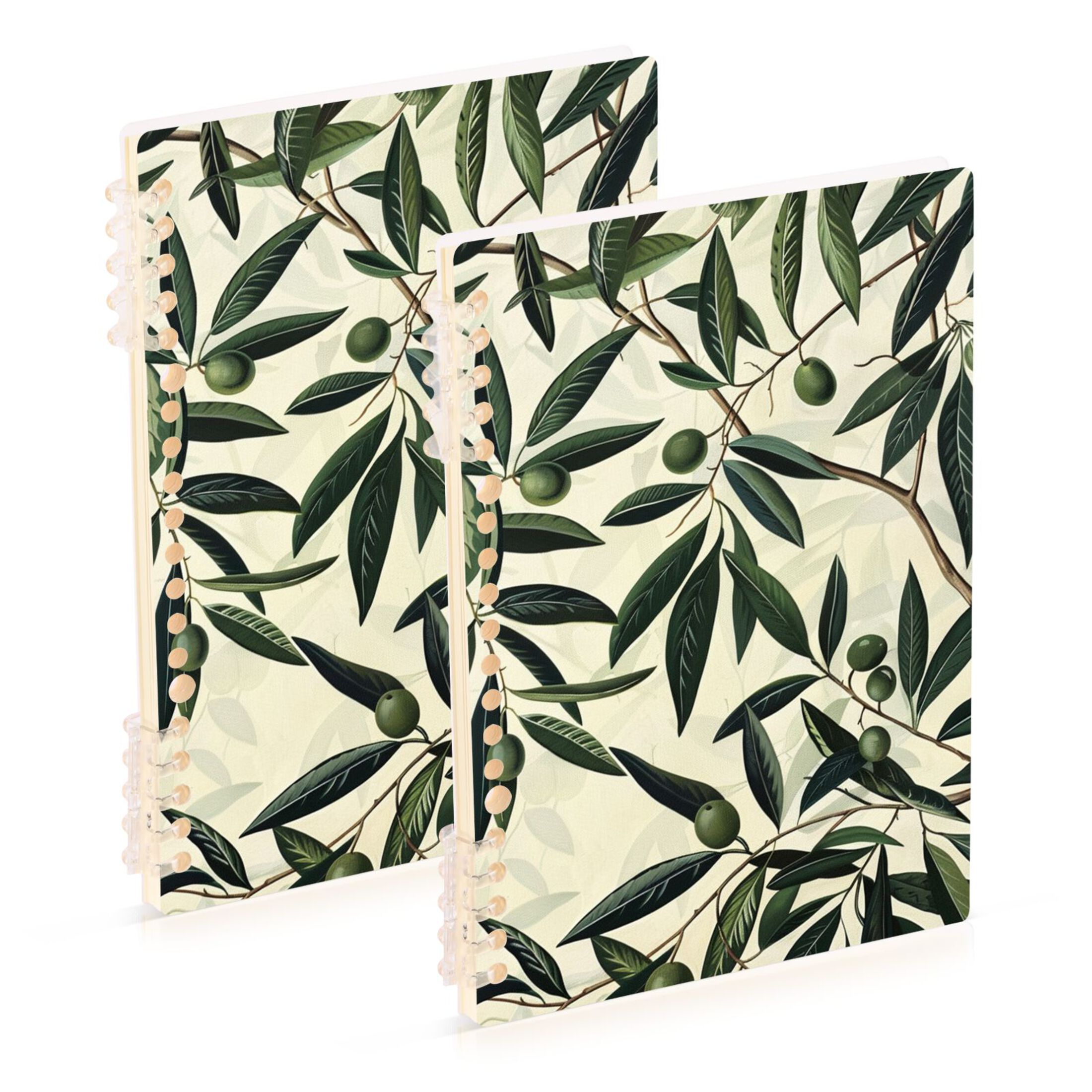 Olive Leaves and Branches Notebook Detachable Coil Notebook Diary Horizontal Line for Office ...