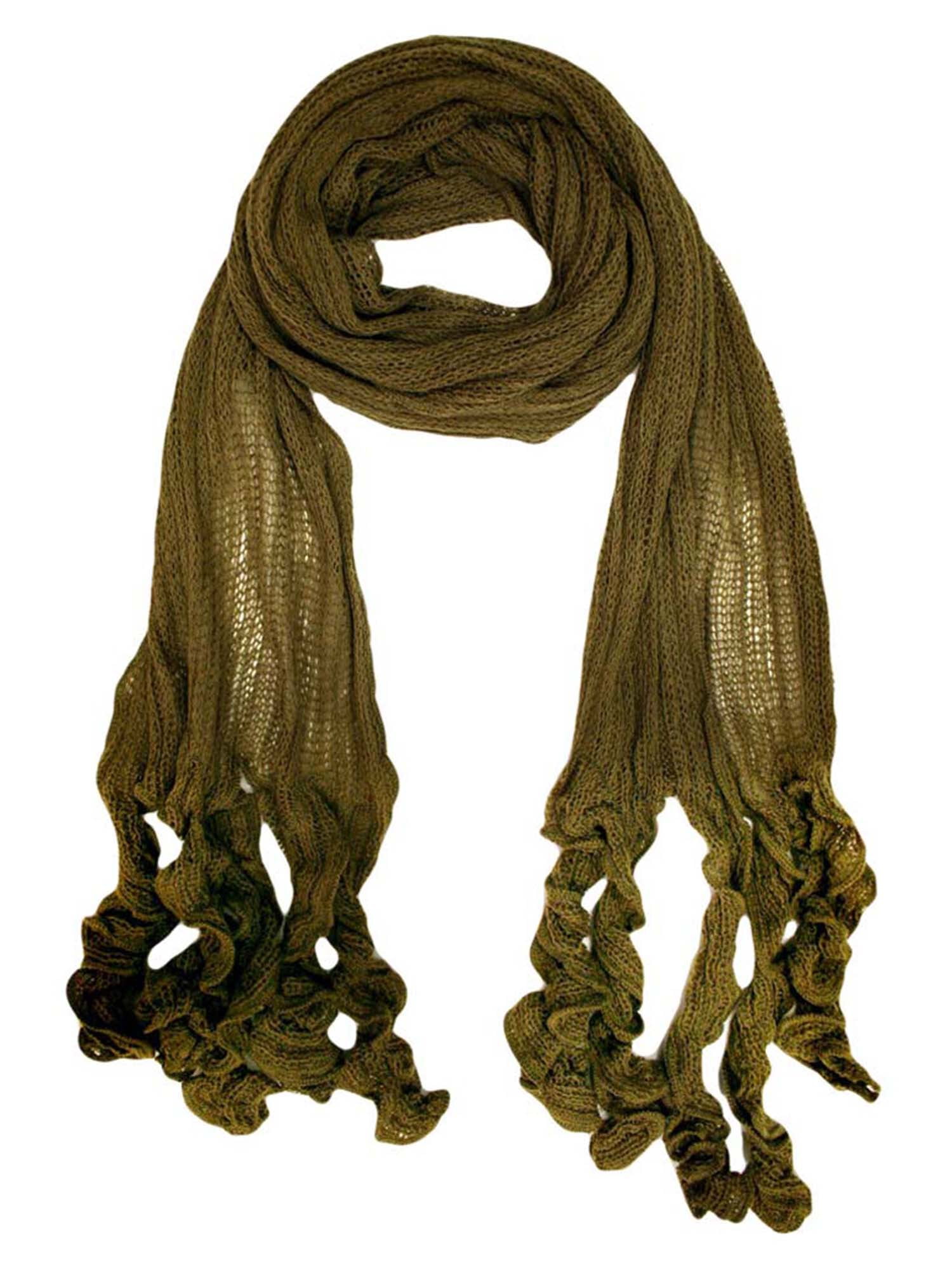Olive Long Neck Scarf With Ruffled Tips - Walmart Business Supplies