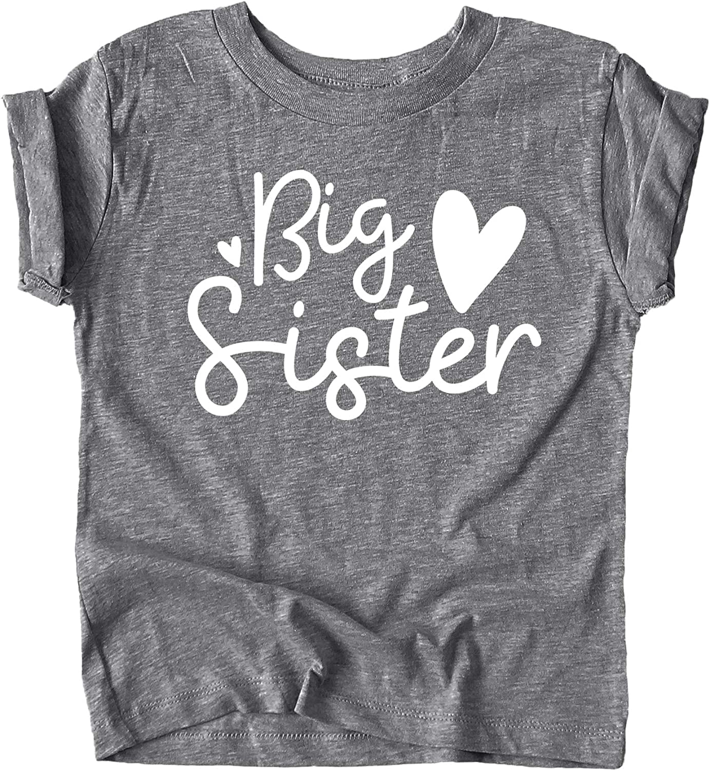 Olive Loves Apple Cursive Big Sister Hearts Sibling Reveal T-Shirt for ...
