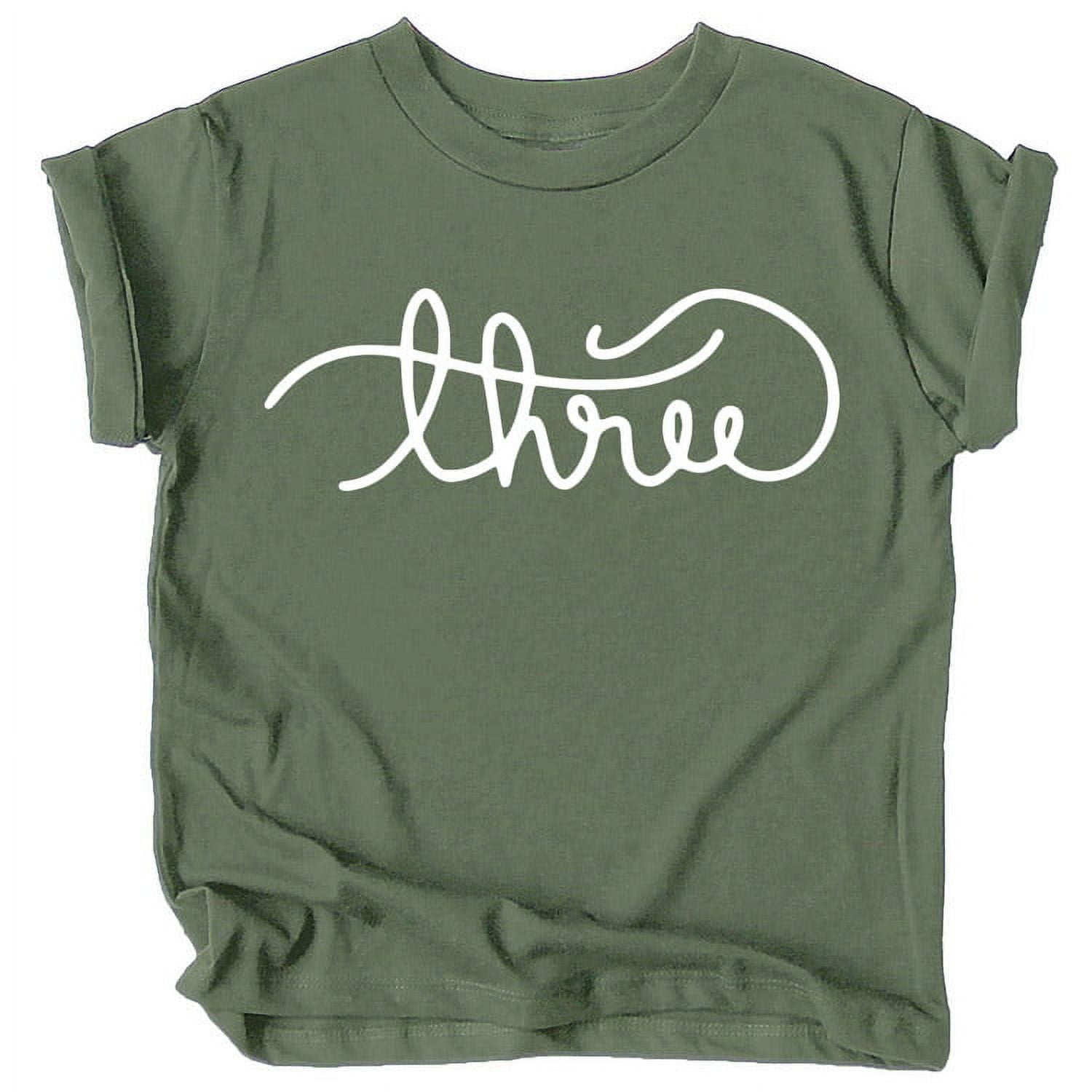 Olive Loves Apple Girls Cursive Three Shirt for Toddler Girls 3rd ...