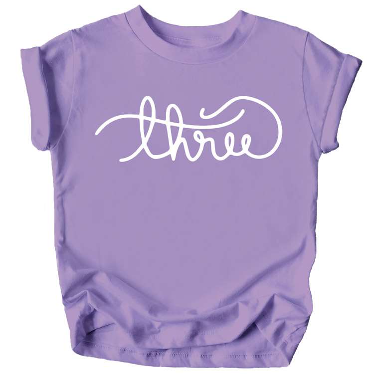 Olive Loves Apple Girls Cursive Three Shirt for Toddler Girls 3rd ...