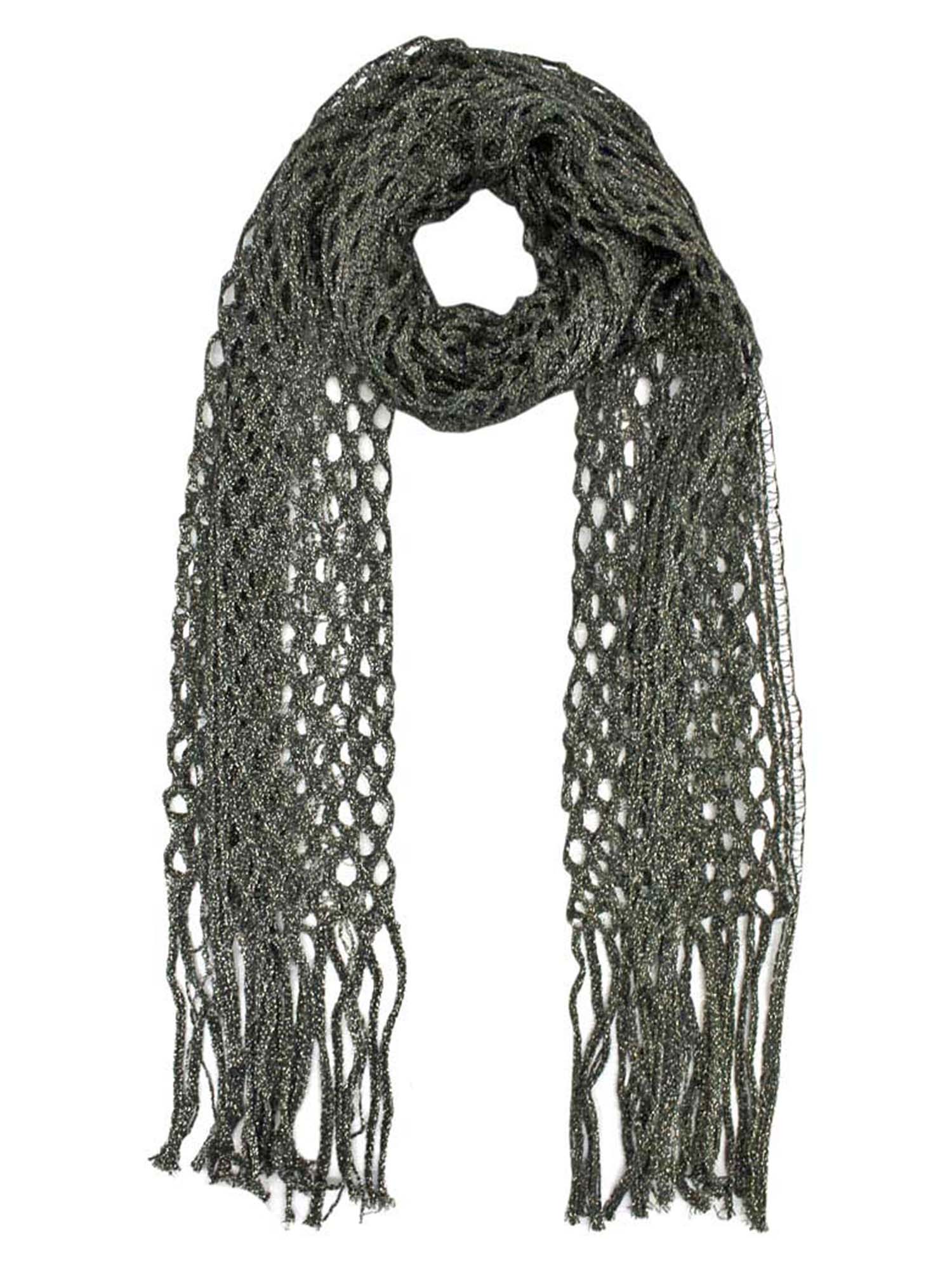 Olive Metallic Long Mesh Fringed Shawl - Walmart.com