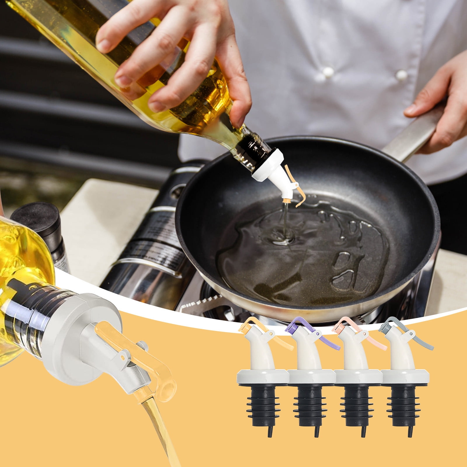 Olive Oil Bottle Dispenser, Stainless Steel Nozzle, Leak Proof Spout ...