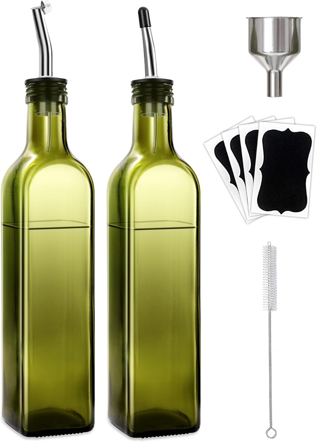 Olive Oil Dispenser Bottle, 2 Pcs Glass Olive Oil Dispenser and Vinegar Dispenser Set with 2 ...