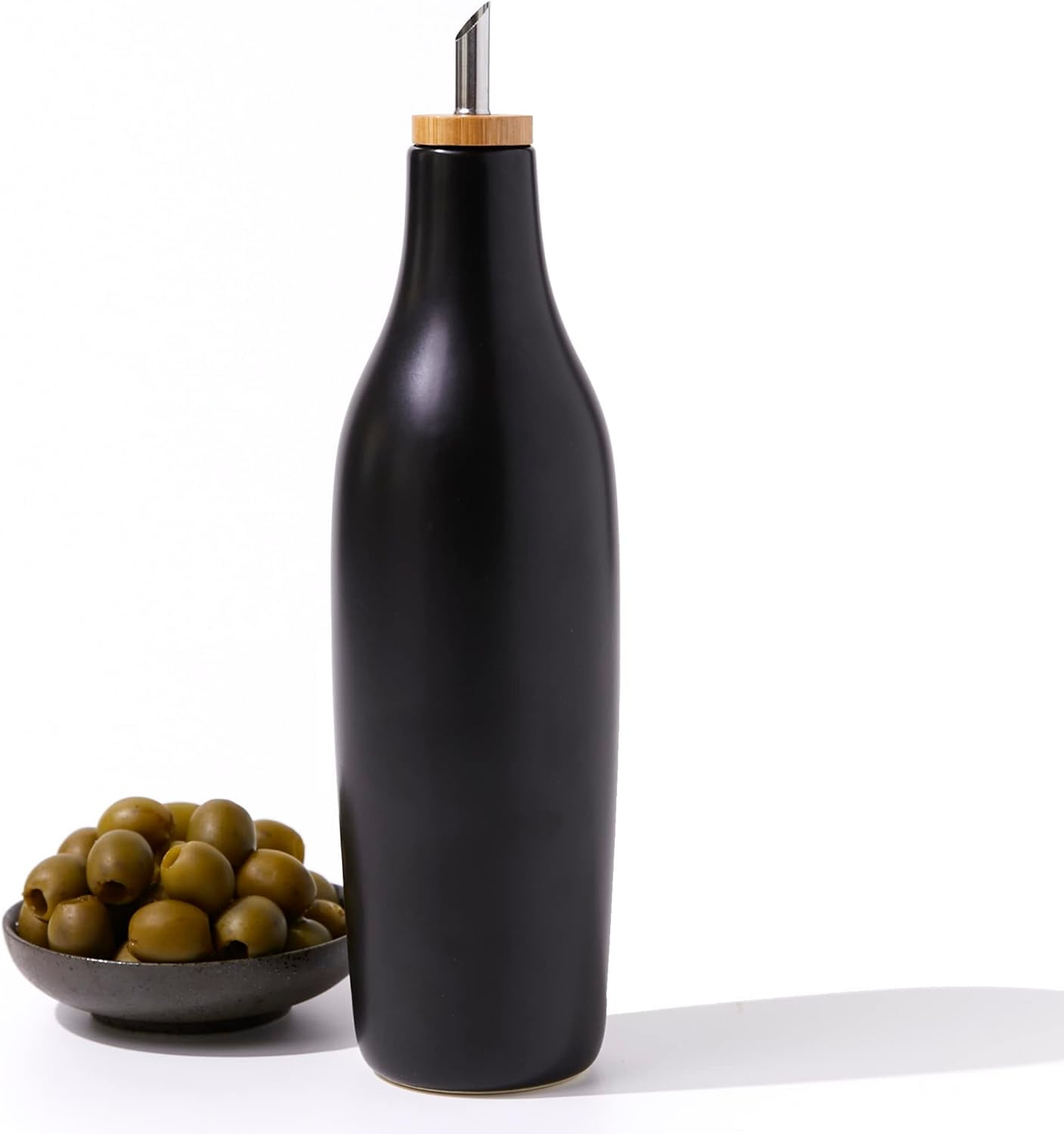 Olive Oil Dispenser Bottle Stoneware Ceramic for EVOO or Vinegar ...