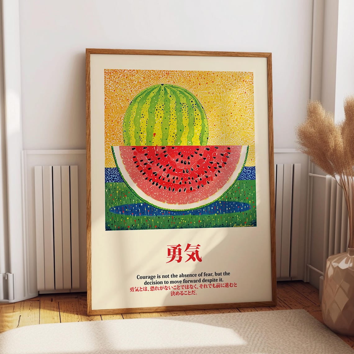 Watermelon Courage Art Poster – Pop Dot Painting Wall Art – Japanese ...