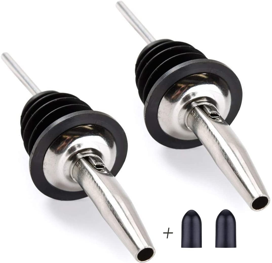 Olive Oil Spout Pourer, 2PCS Stainless Steel Liquor Bottle Pourers ...