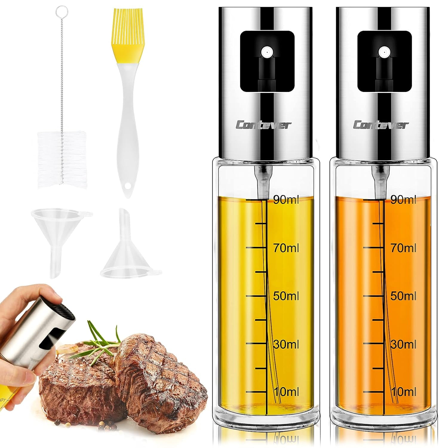 Olive Oil Sprayer 2Pcs Vinegar Dispenser Mister with Upgraded Spray ...