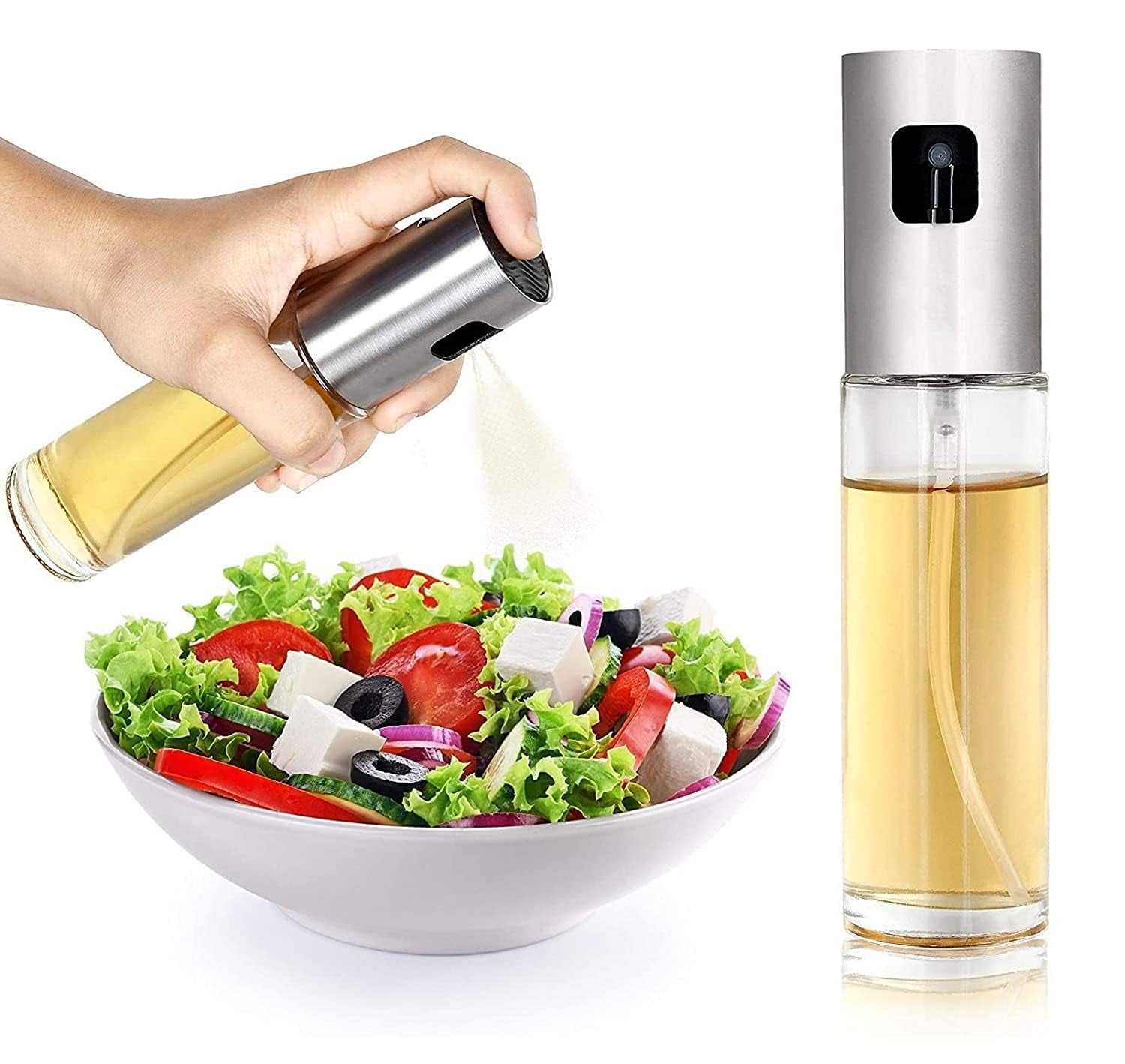 Olive Oil Sprayer for Cooking 100ml Stainless Steel Oil Sprayer Glass ...