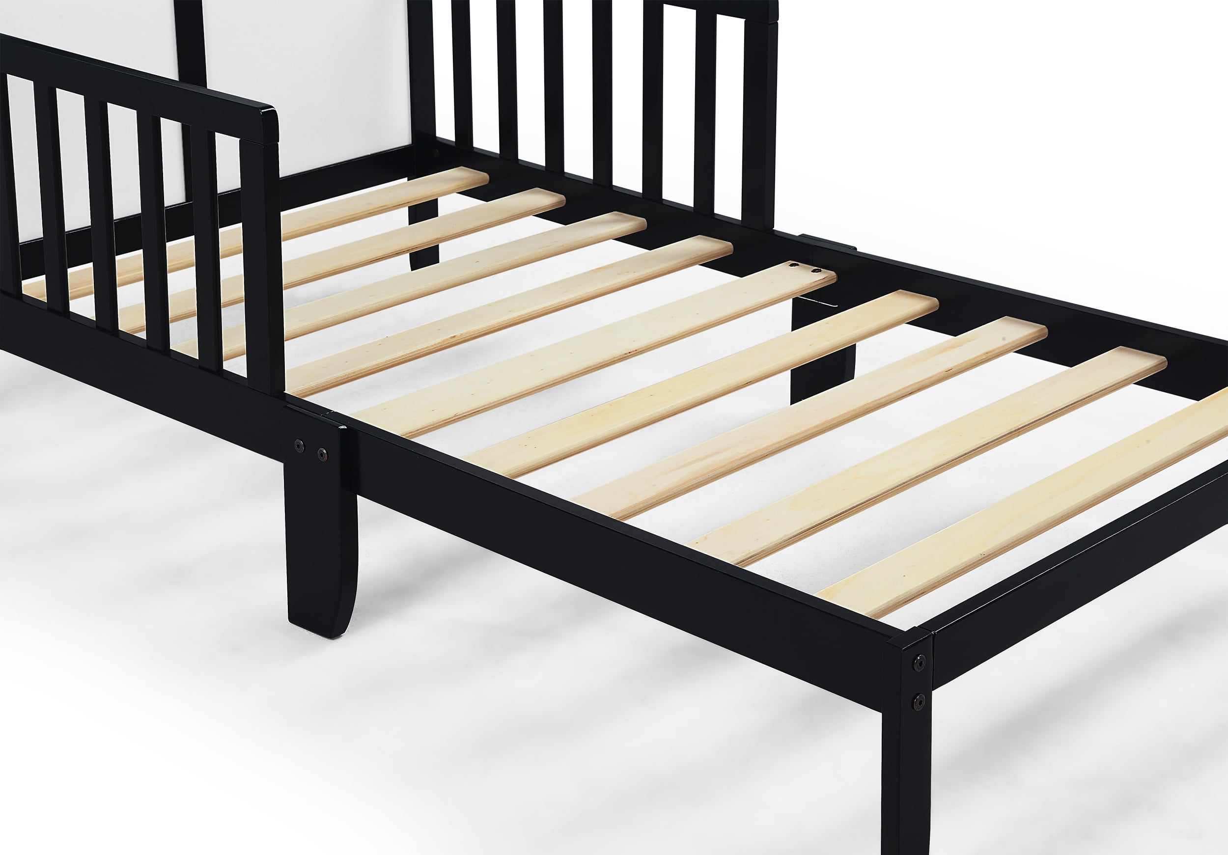 Olive & Opie Modern Birdie Toddler Bed with Dual Safety Rails, Black ...
