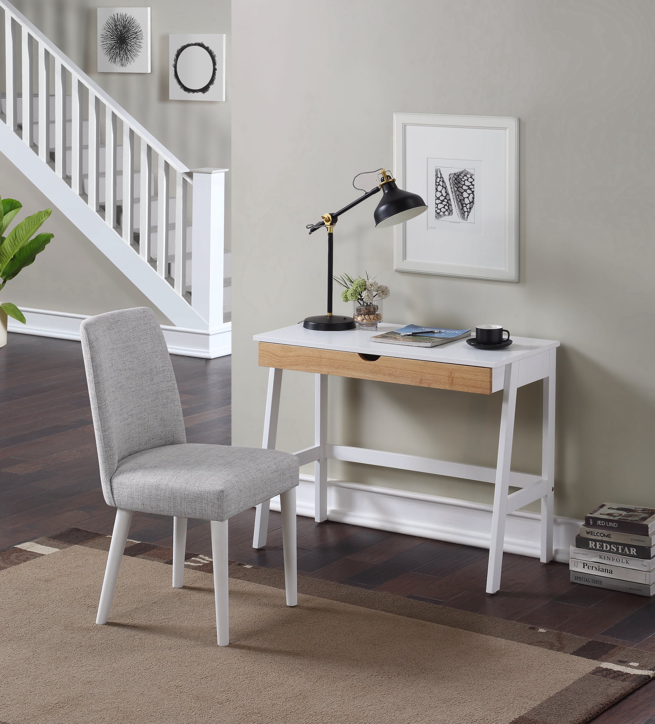 Olive & Opie Hilton Desk, White and Natural - Walmart.com