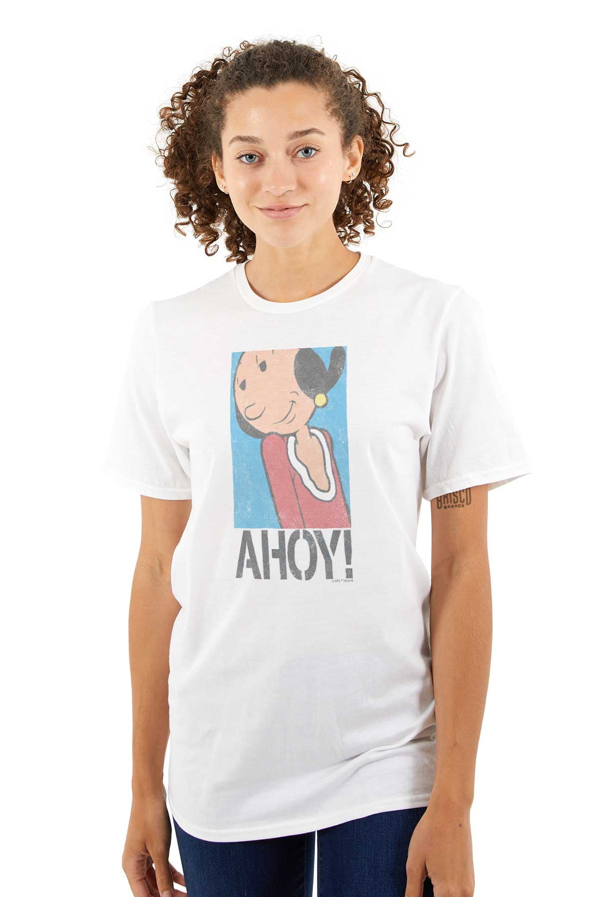 Olive Oyl Cute Popeye Character Ahoy Women Plus Size Graphic Tee Tees ...
