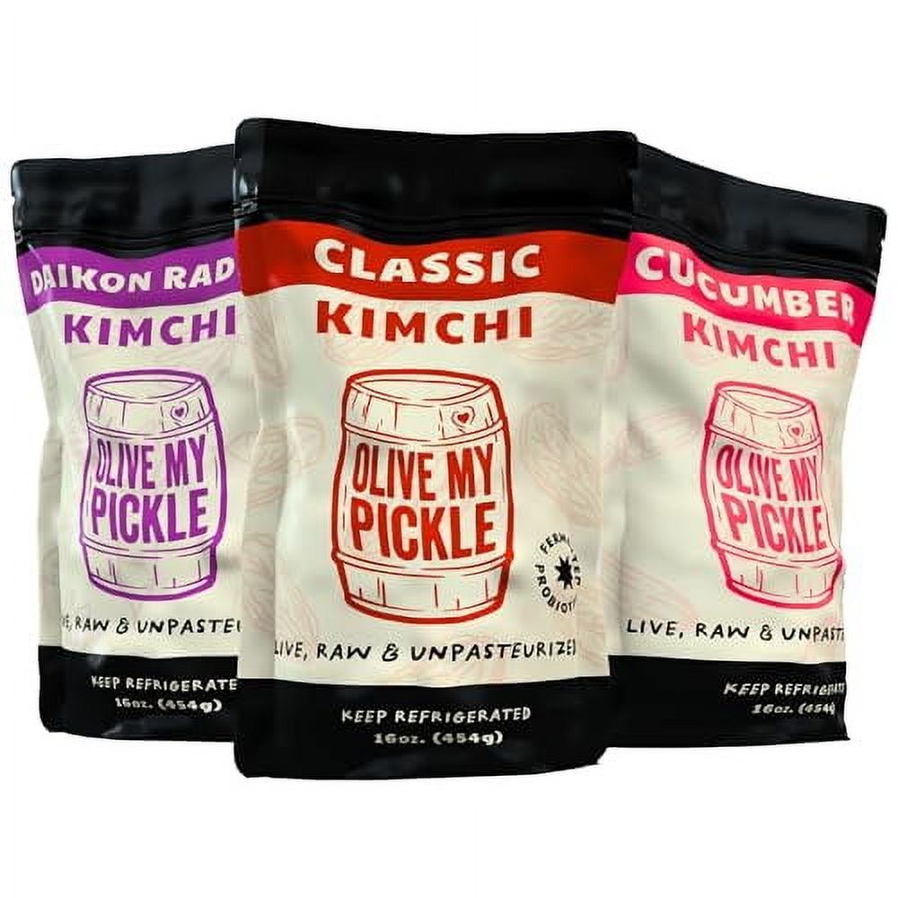 Fermented Kimchi Variety Pack - 48 oz | 3 Pack Classic, Cucumber Kimchi ...